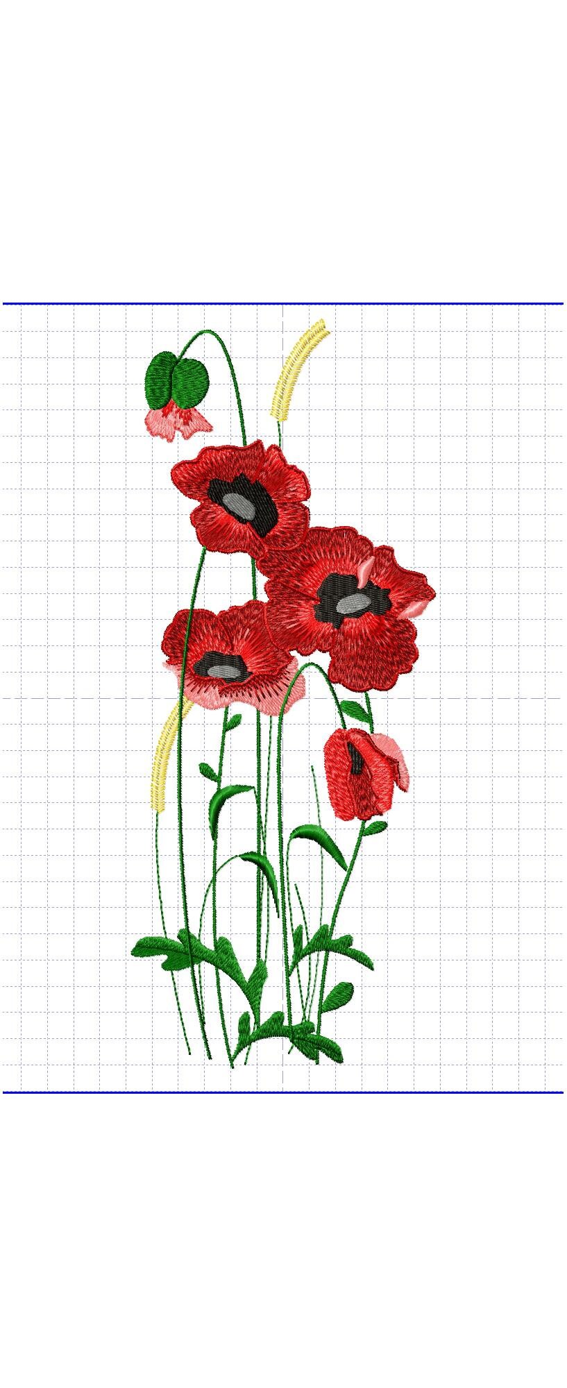 Flowers Machine Embroidery Designs. Poppy Digital Pattern. Set Designs ...