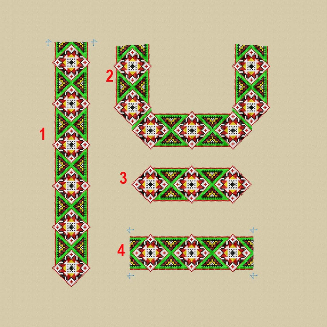 Machine Embroidery Cross Stitch Digital Designs. Set Folk Geometric ...