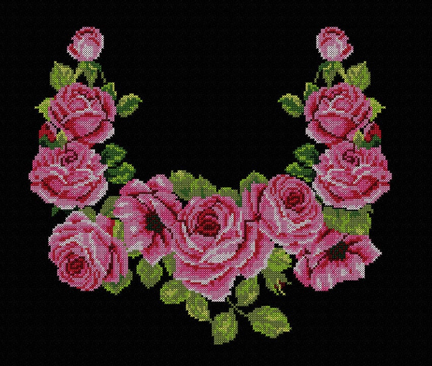 Roses Flowers Machine Embroidery Designs Cross Stitch Pattern. Set ...