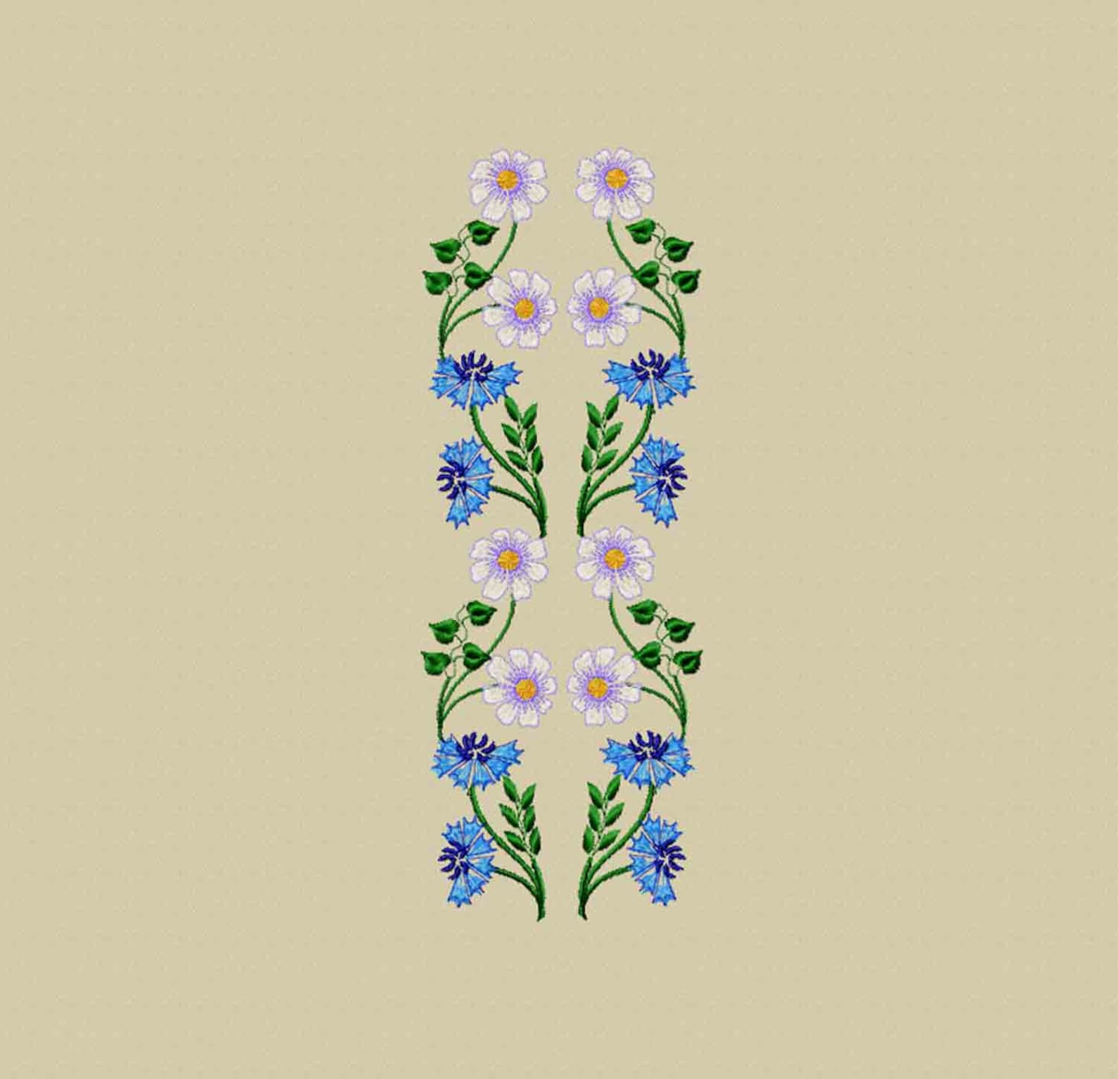 Flowers Machine Embroidery Border Design. Cornflower - Etsy