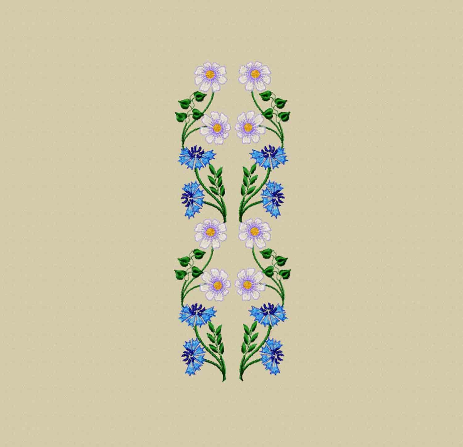 Flowers Machine Embroidery Border Design. Cornflower - Etsy