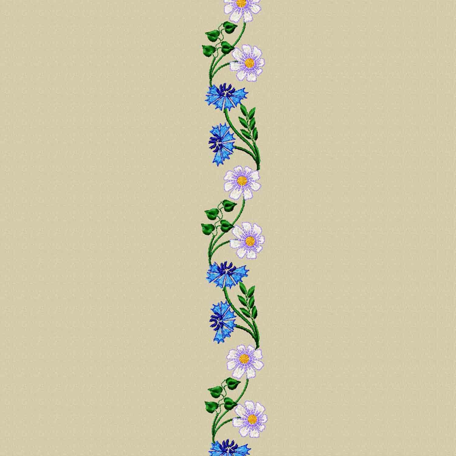 Flowers Machine Embroidery Border Design. Cornflower - Etsy