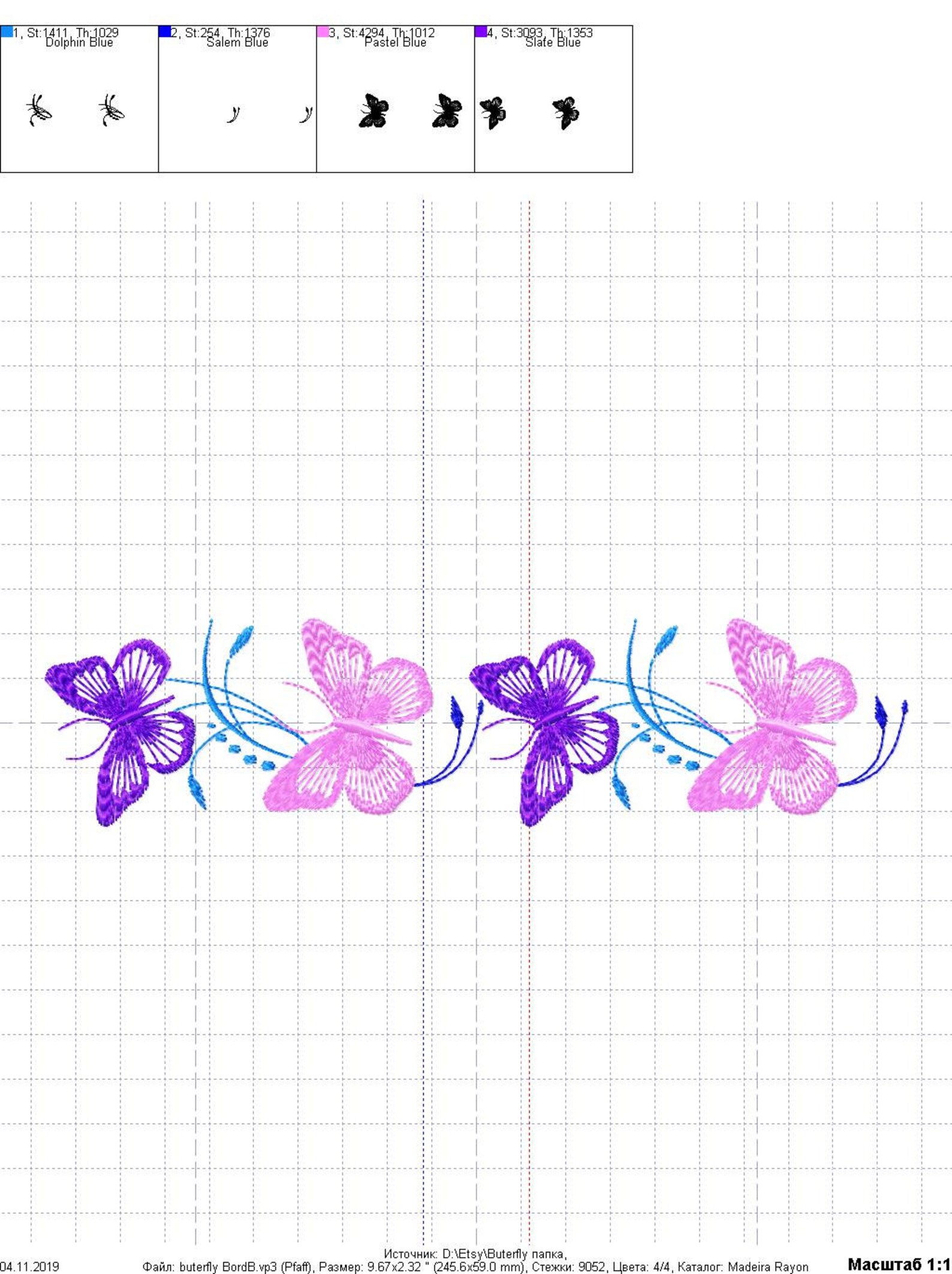 Machine Embroidery Border Design Butterfly Pattern. - Etsy