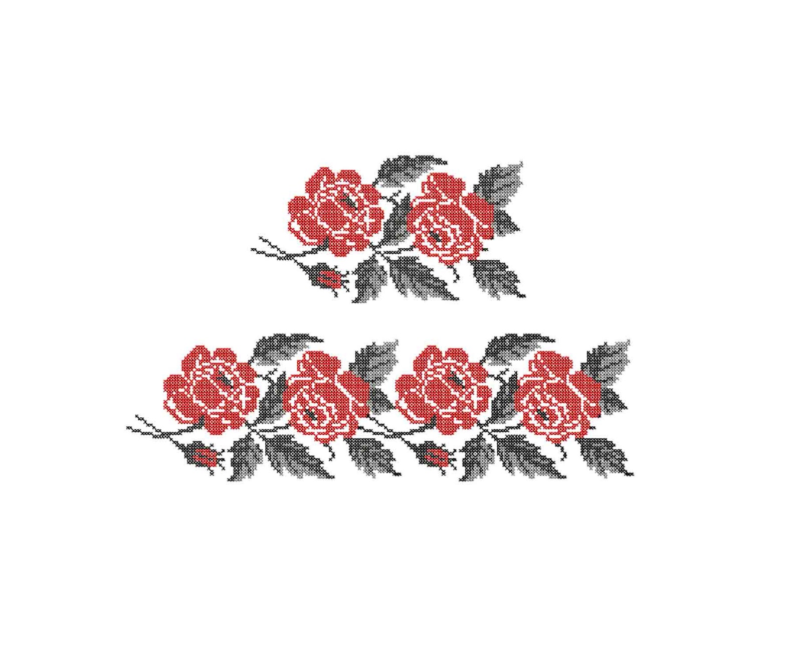 Roses Machine Embroidery Design Border Roses Pattern. Cross | Etsy