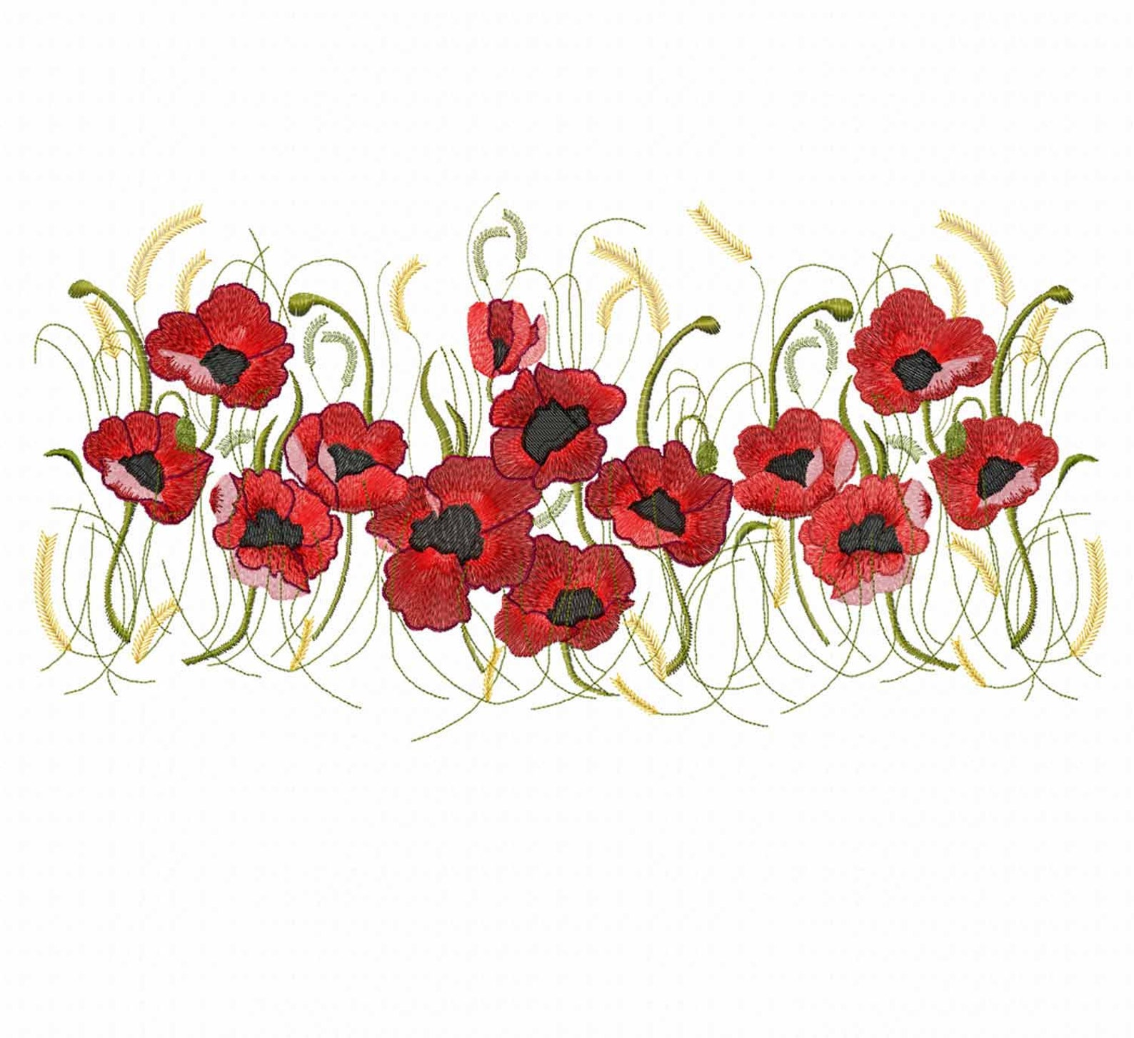 Flowers Machine Embroidery designs. Poppies pattern | Etsy