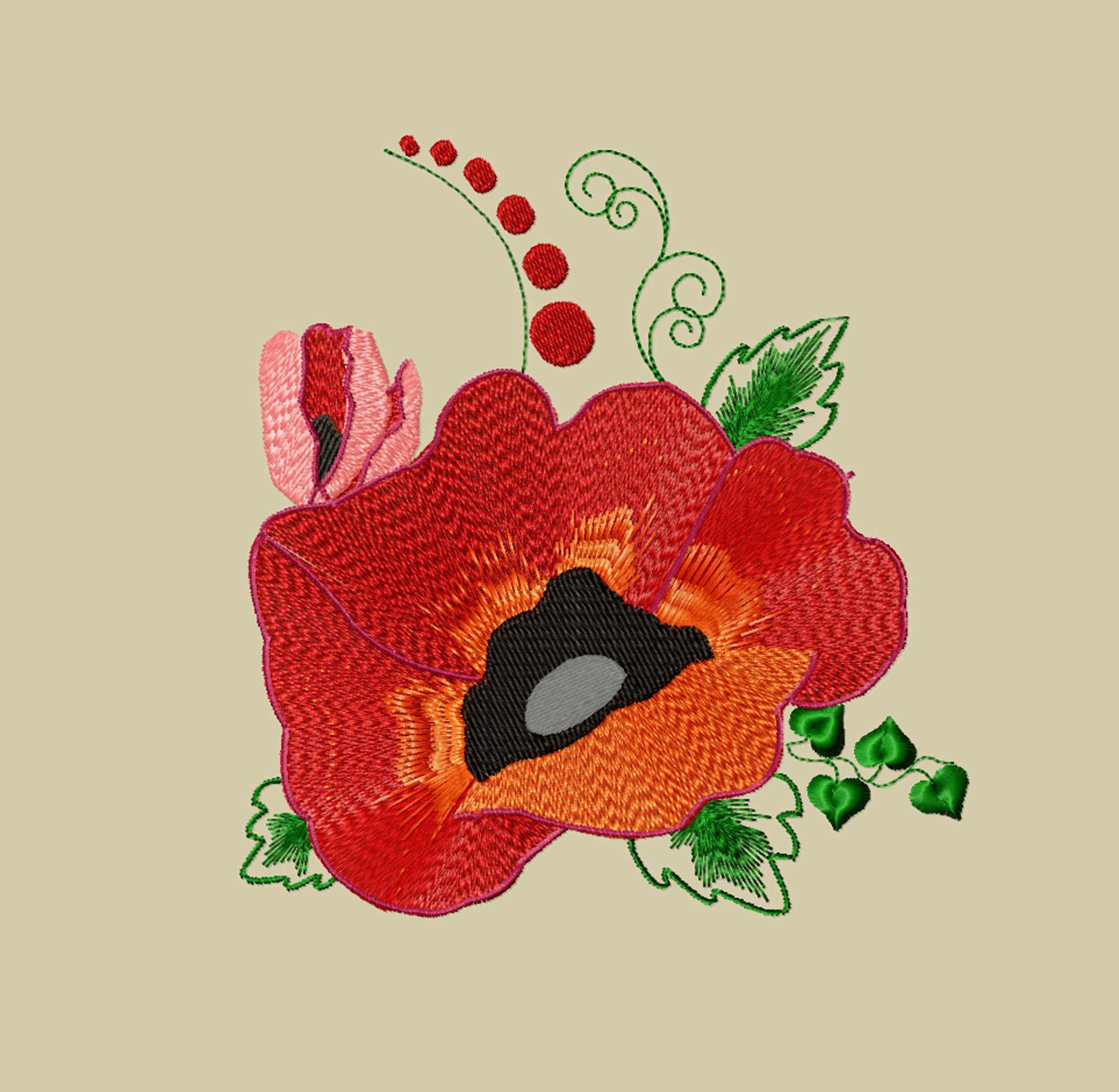 Flowers Machine Embroidery Designs. Poppy Digital Pattern. - Etsy