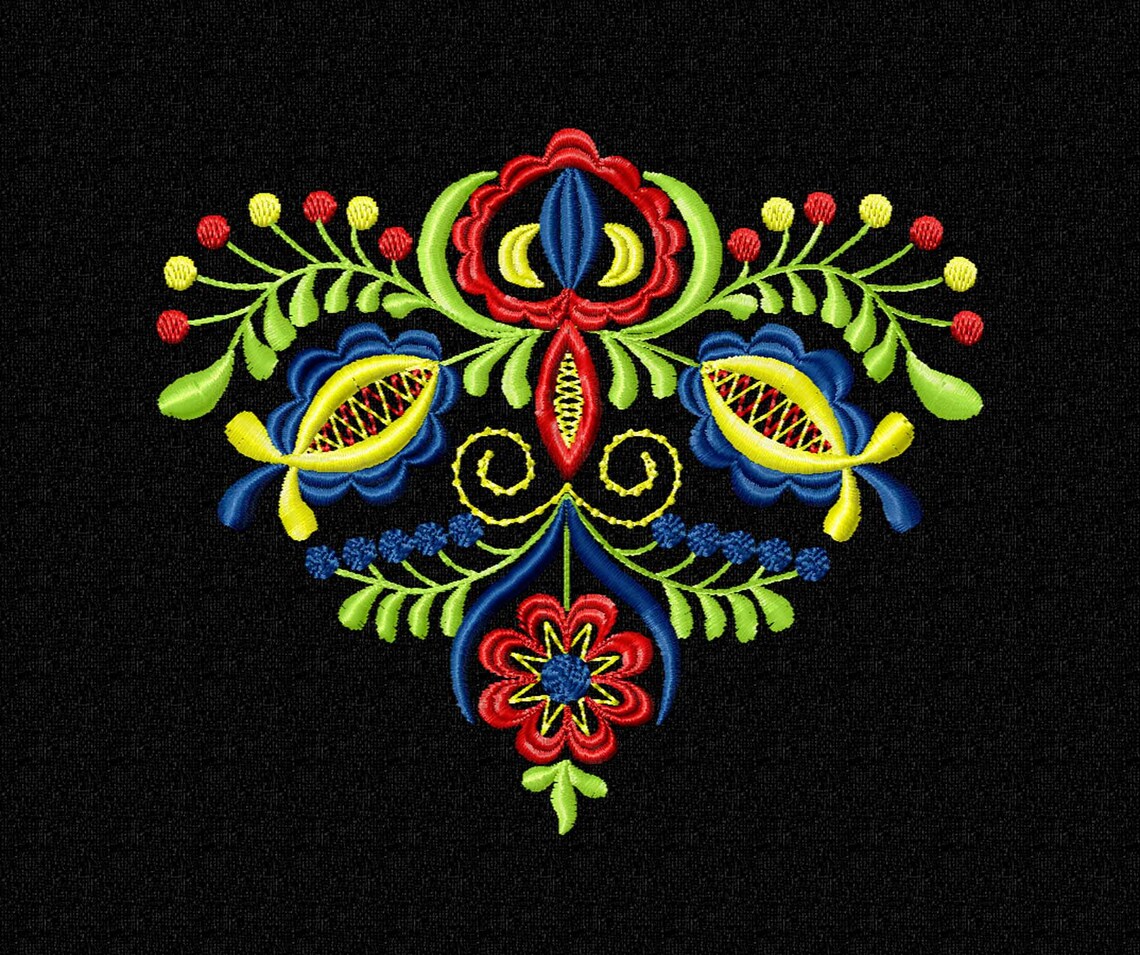 Floral Machine Embroidery Design Folk Pattern. Floral Ornament - Etsy