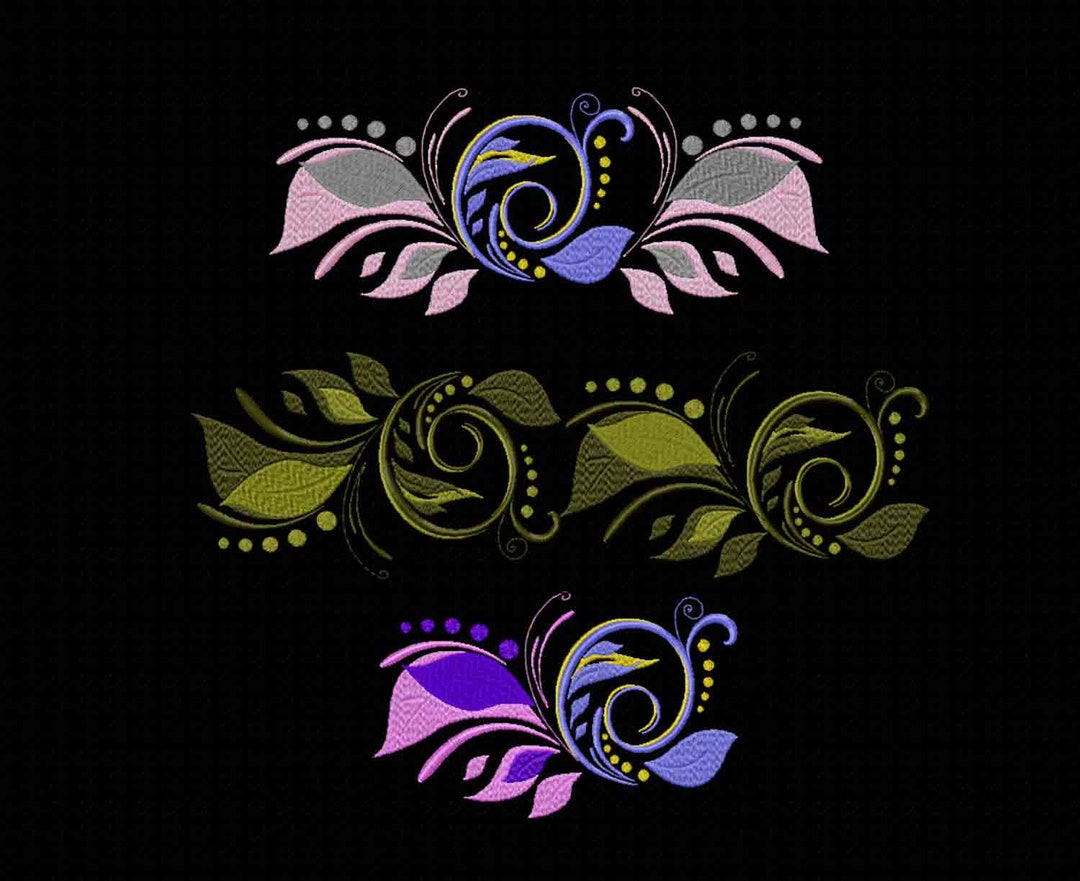 Floral Machine Embroidery Design. Filled Stitch Pattern. - Etsy