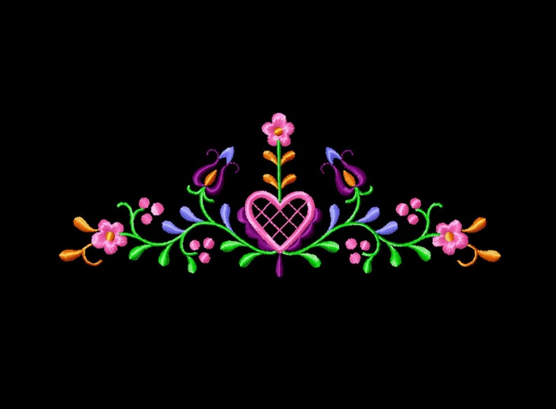 Floral Machine Embroidery Design Folk Embroidery Pattern. | Etsy