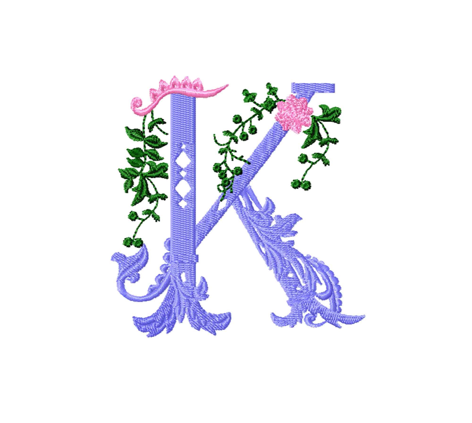 Font machine embroidery design Monogram pattern. The letter K | Etsy