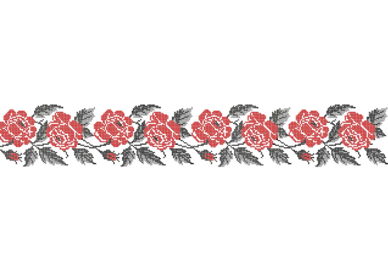 Roses Machine Embroidery Design Border Roses Pattern. Cross | Etsy