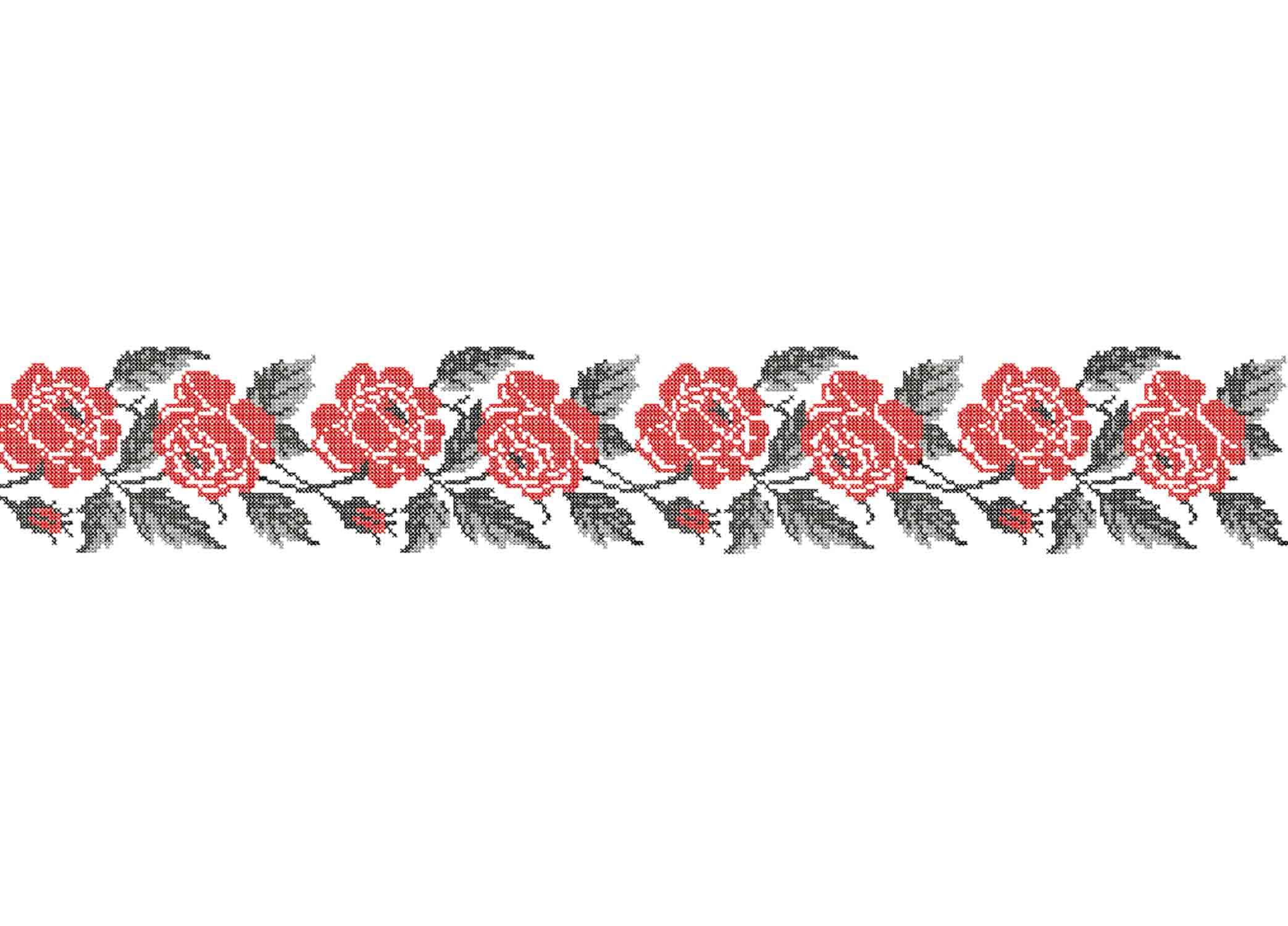 Roses Machine Embroidery Design Border Roses Pattern. Cross | Etsy