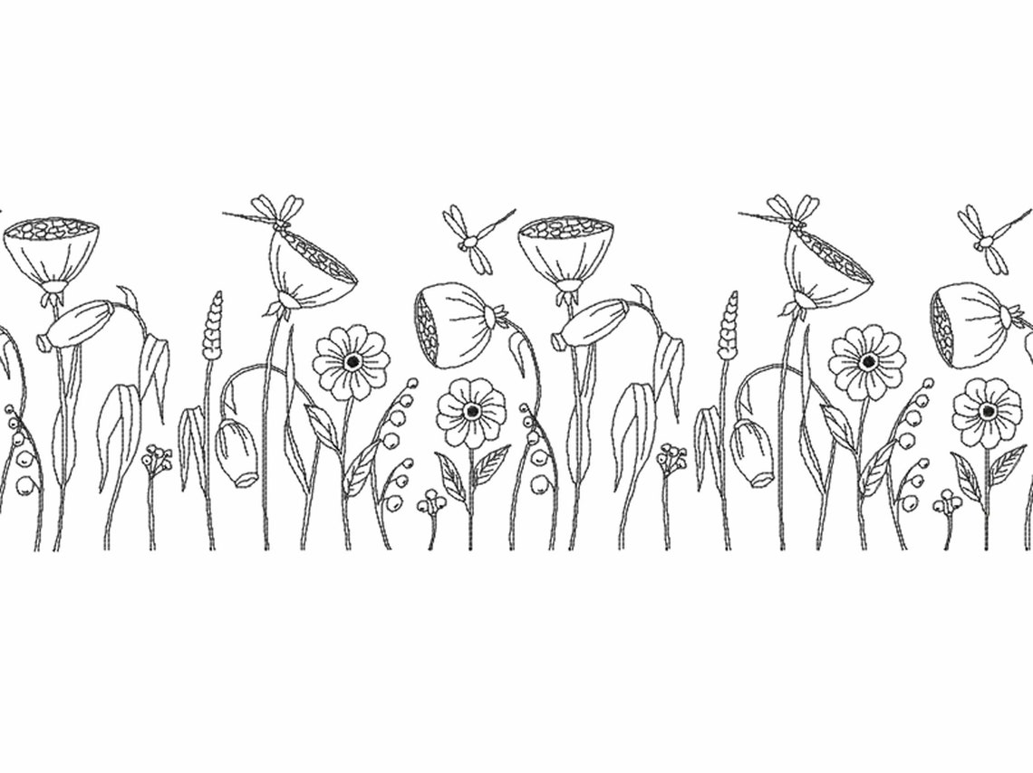 Flowers Border Machine Embroidery Design. Floral Pattern. - Etsy