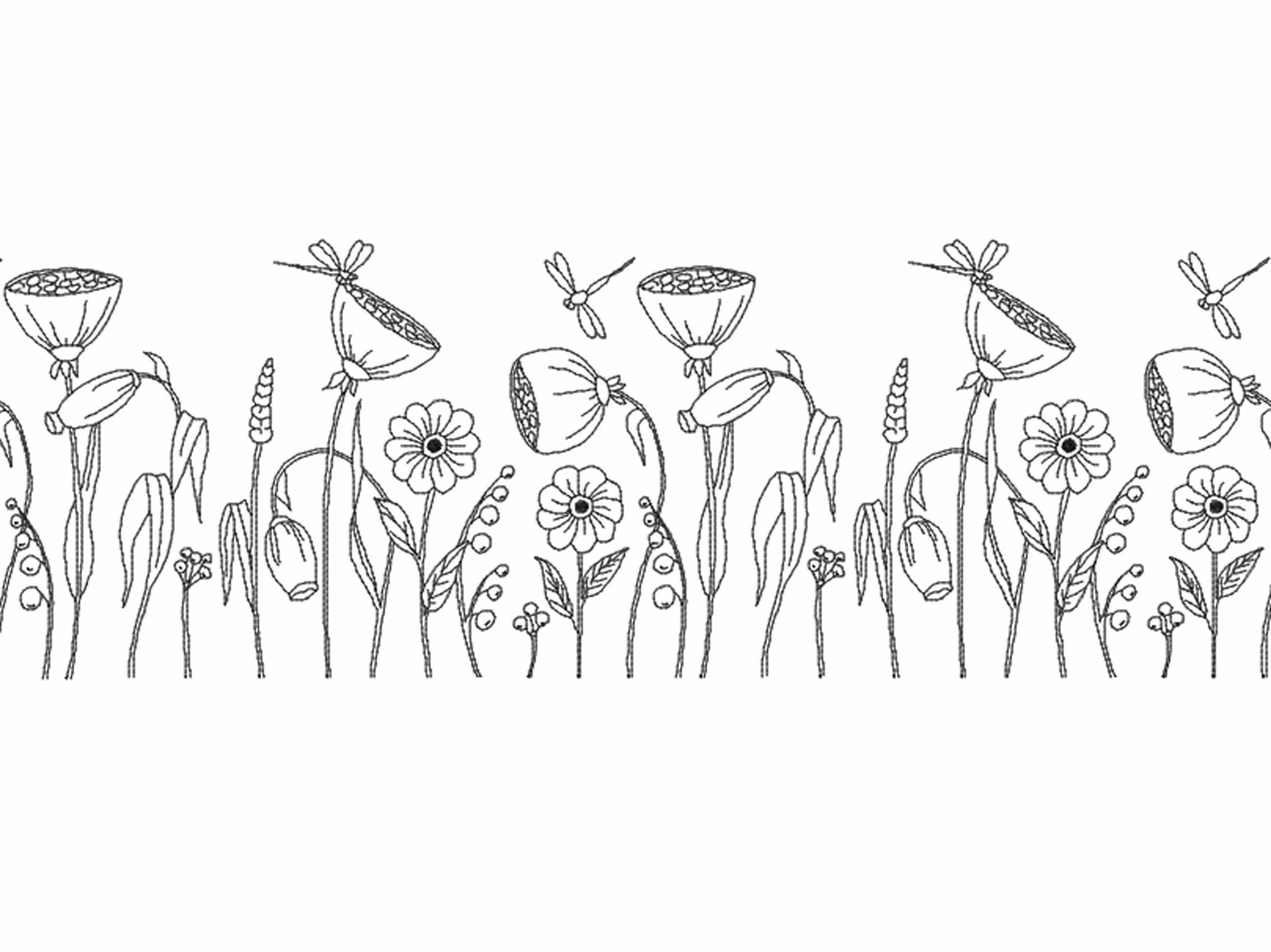 Flowers Border Machine Embroidery Design. Floral Pattern. - Etsy