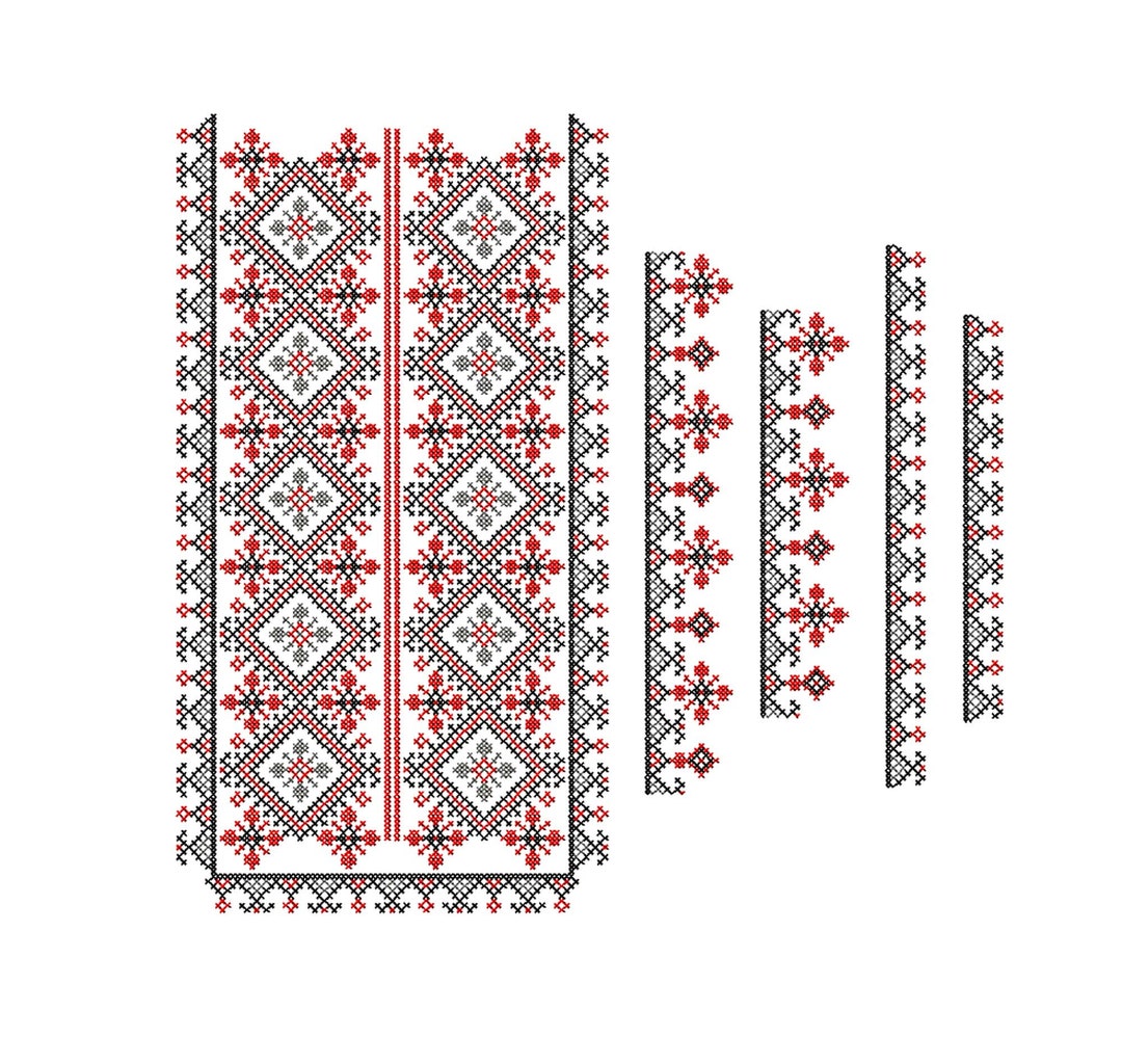 Folk Machine Embroidery Design. Set Cross Stitch Patterns. - Etsy