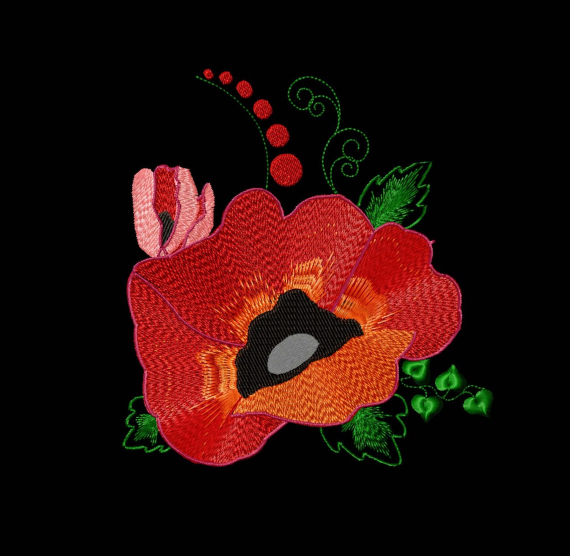 Flowers Machine Embroidery Designs. Poppy Digital Pattern. - Etsy