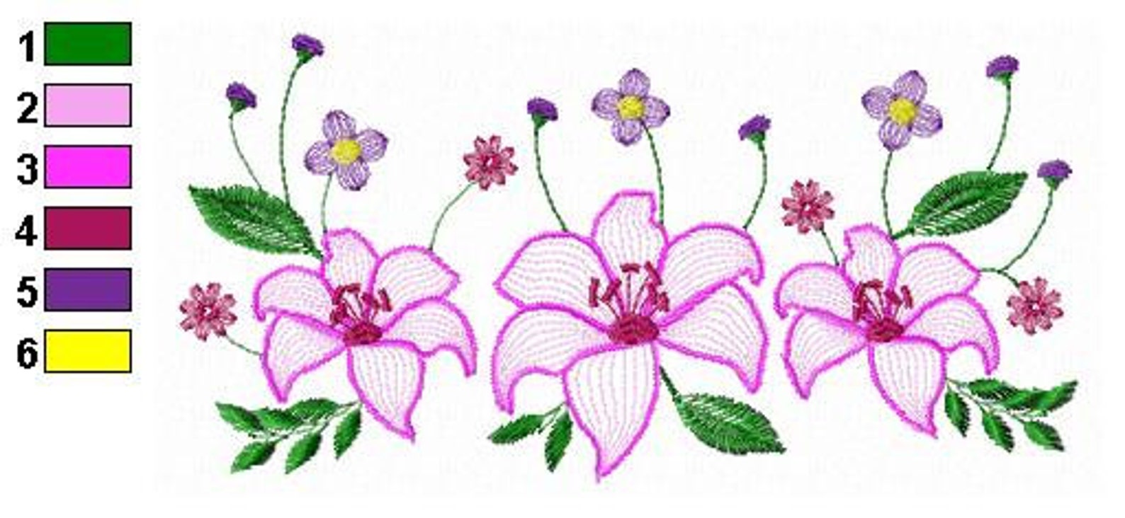 Flowers Machine Embroidery Designs. Pink Lilies Digital Embroidery ...