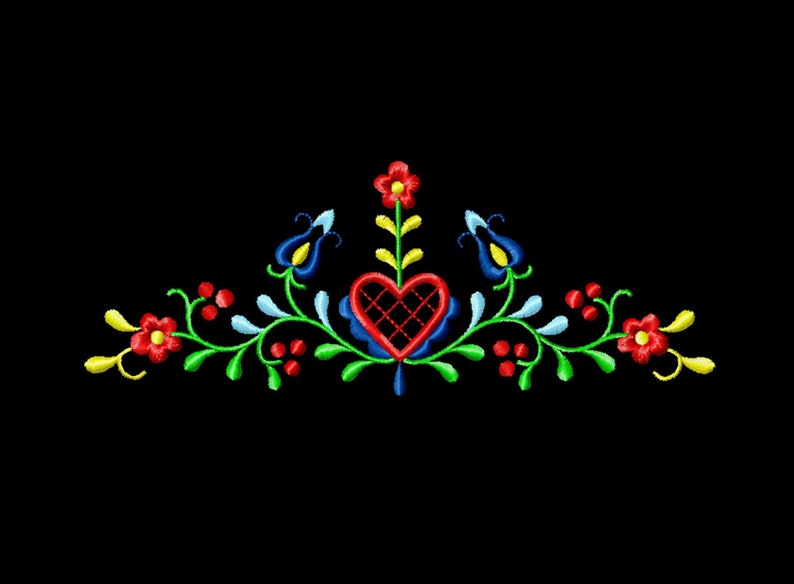 Floral Machine Embroidery Design Folk Embroidery Pattern. | Etsy