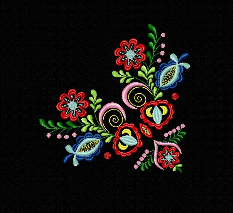 Floral Machine Embroidery Design Folk Pattern. Floral Ornament - Etsy