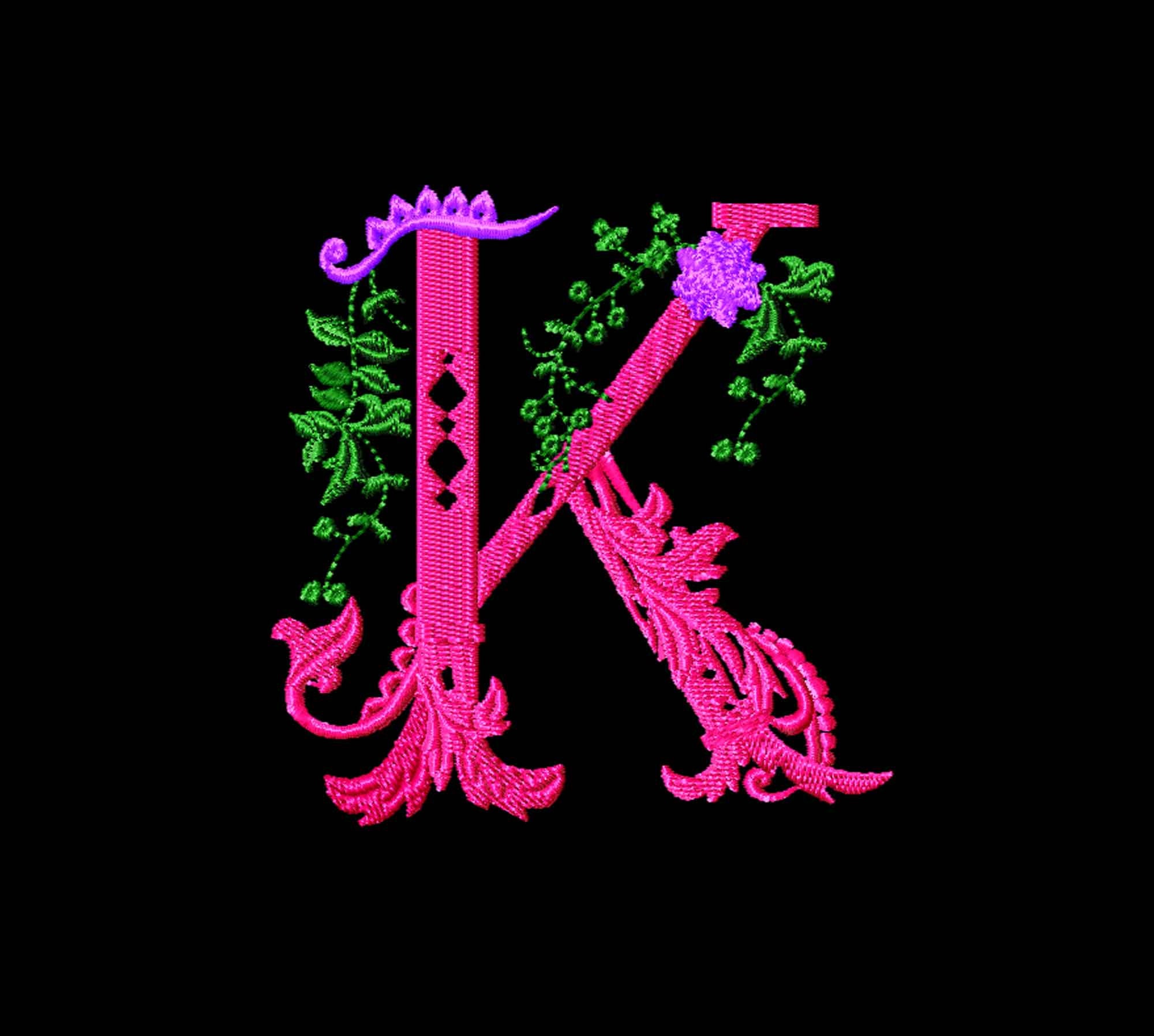 Font machine embroidery design Monogram pattern. The letter K | Etsy