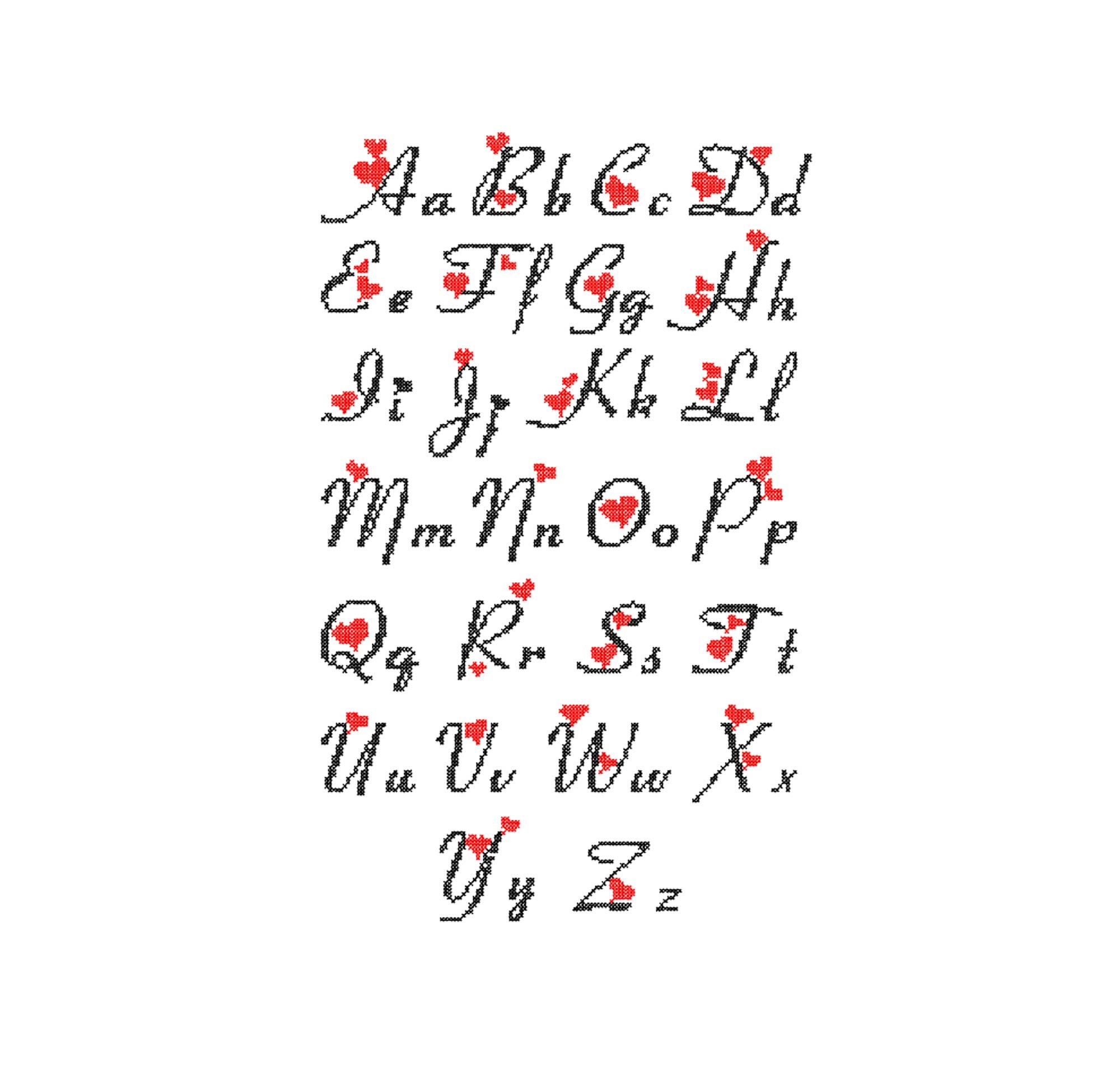 Font Machine Embroidery Design Cross Stitch Valentine's | Etsy