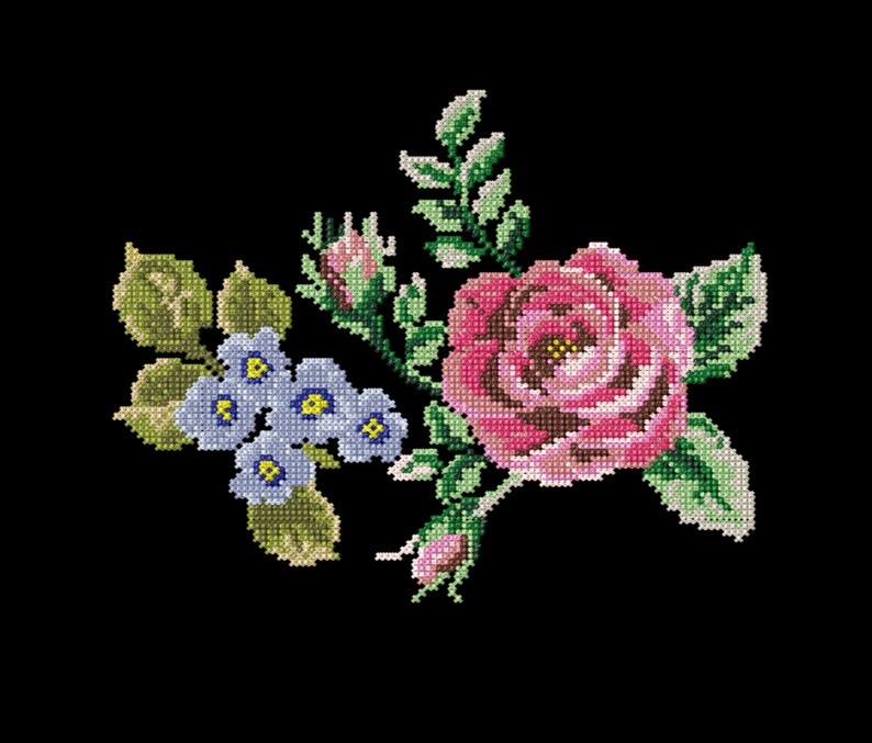 Roses Machine Embroidery Design. Set Flowers Cross Stitch - Etsy