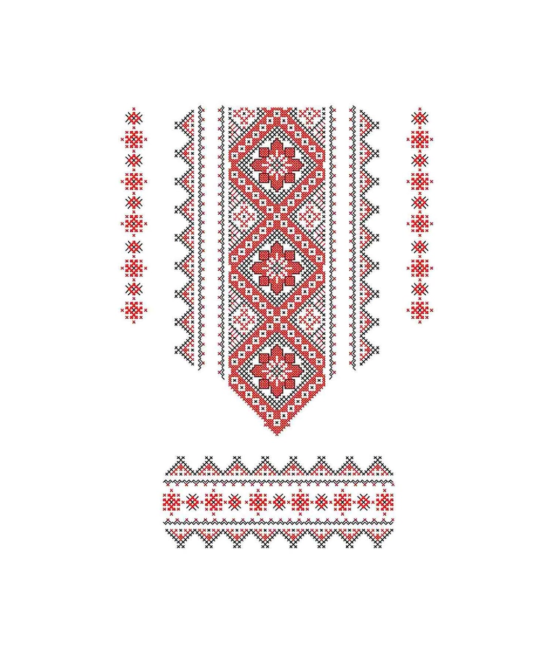 Folk Machine Embroidery Designs. Digital Cross Stitch Pattern. Set ...