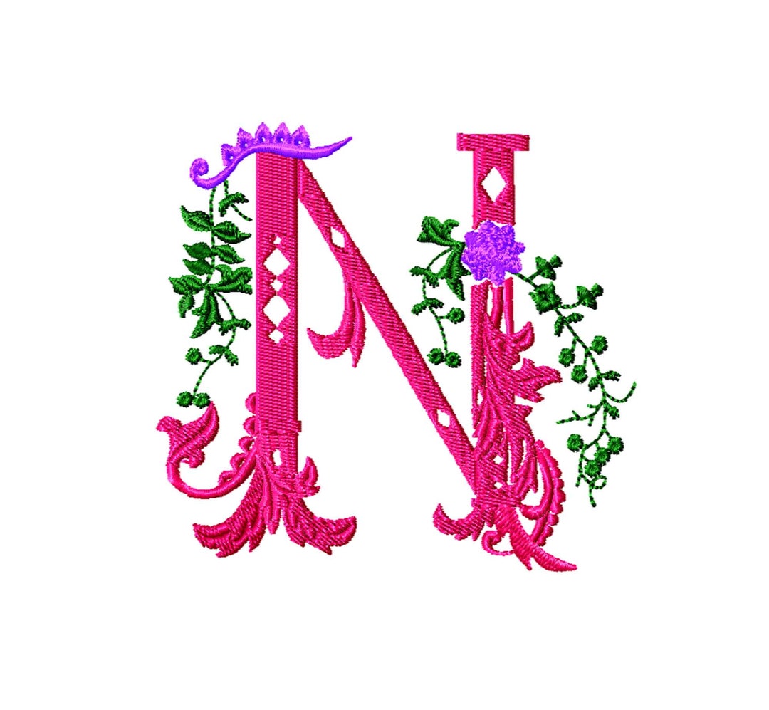 Font Machine Embroidery Design Monogram Pattern. the Letter N Digitized ...