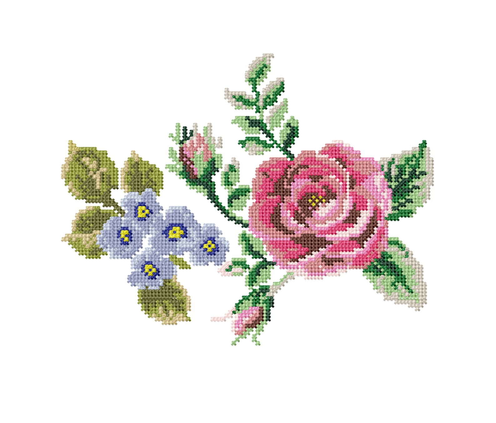 Roses Machine Embroidery Design. Set Flowers Cross Stitch - Etsy