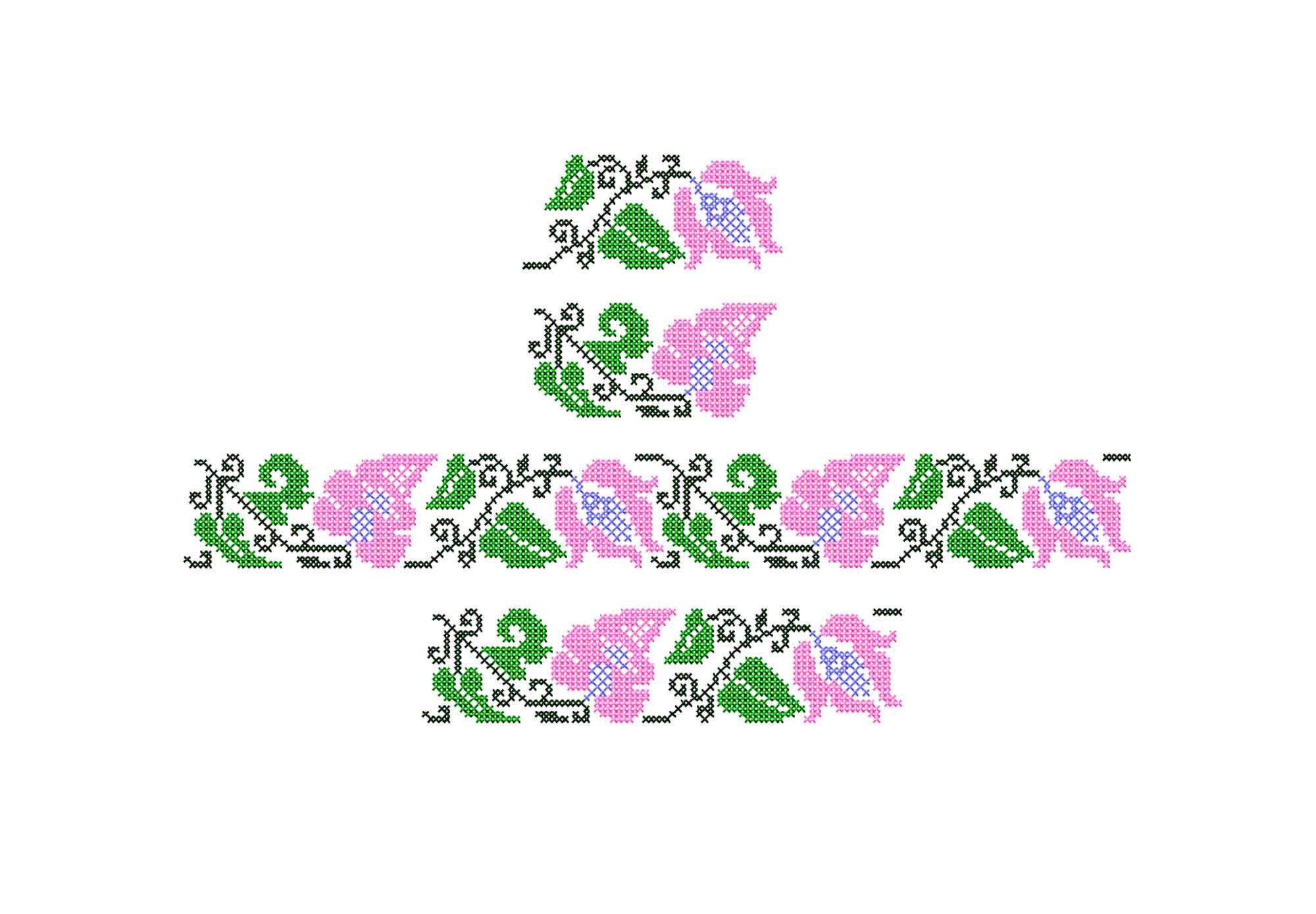 Border machine embroidery design. Flowers embroidery pattern. | Etsy