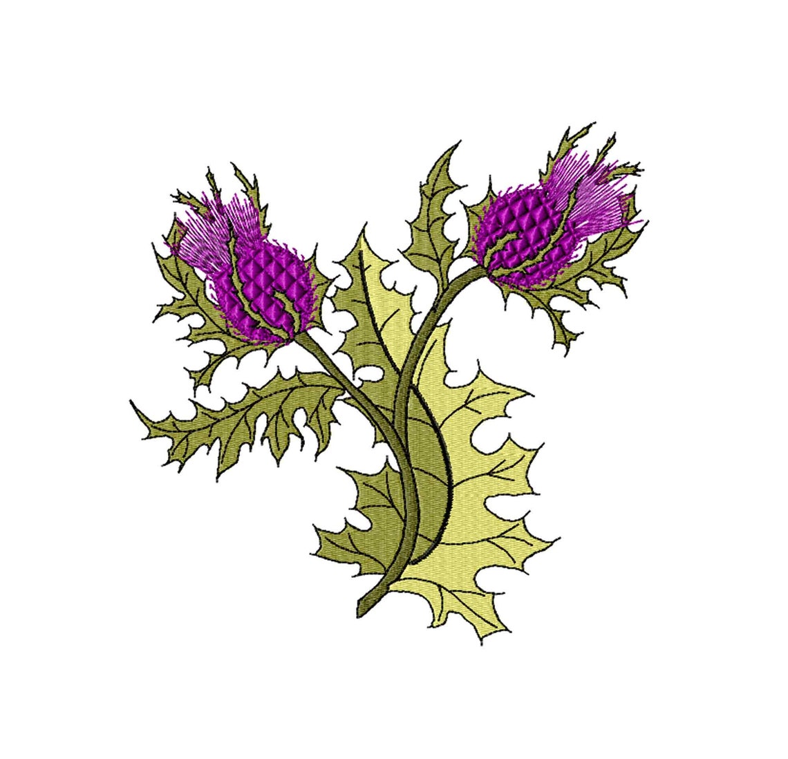 Thistle embroidery pattern. Flowers border embroidery design. | Etsy
