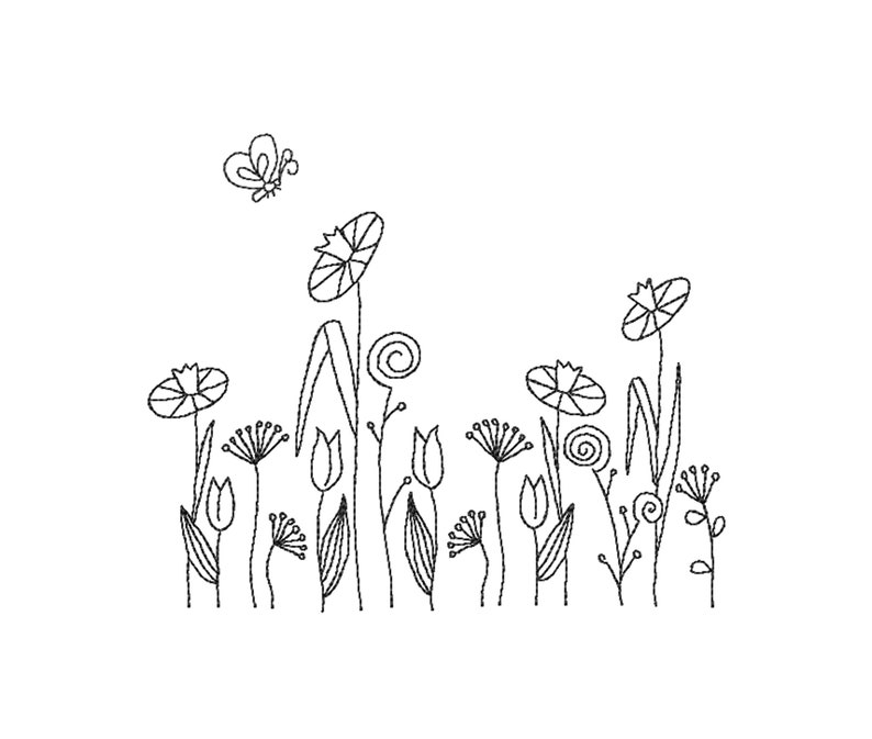 Border Flowers Machine Embroidery Design. One Line Embroidery | Etsy