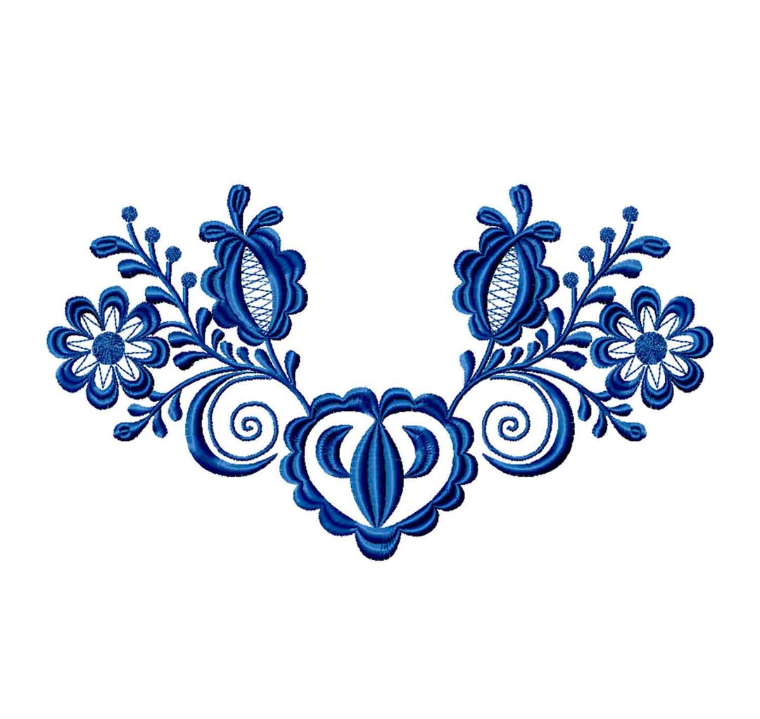 Floral Machine Embroidery Design Folk Digital Pattern. Floral Ornament ...