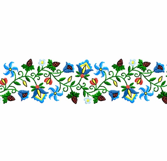 Border Machine Embroidery Design. Flowers Embroidery Pattern. | Etsy