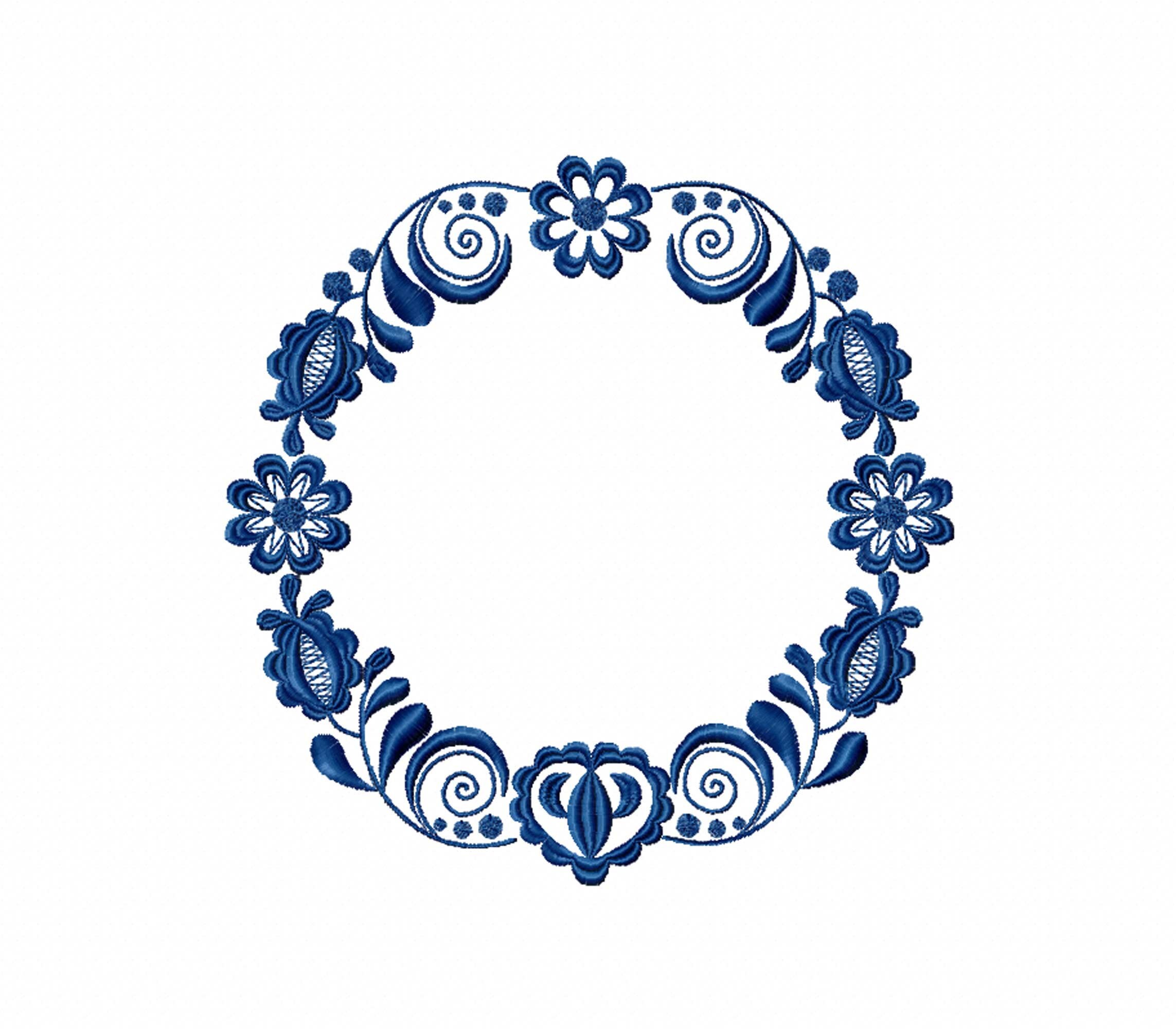 Floral Wreath Embroidery Frame. Folk Machine Embroidery - Etsy