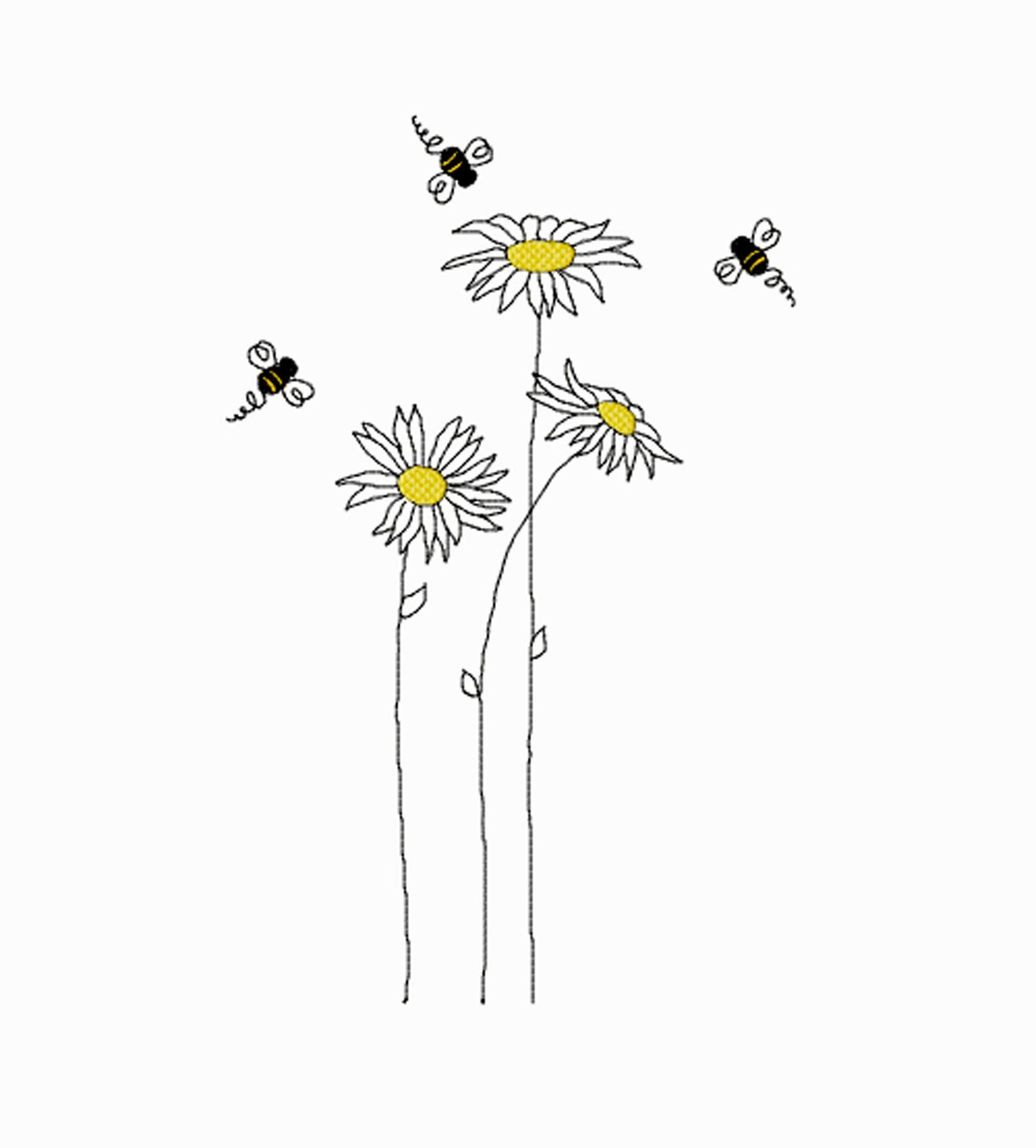 Flowers One Line Machine Embroidery Design. Set Chamomile | Etsy