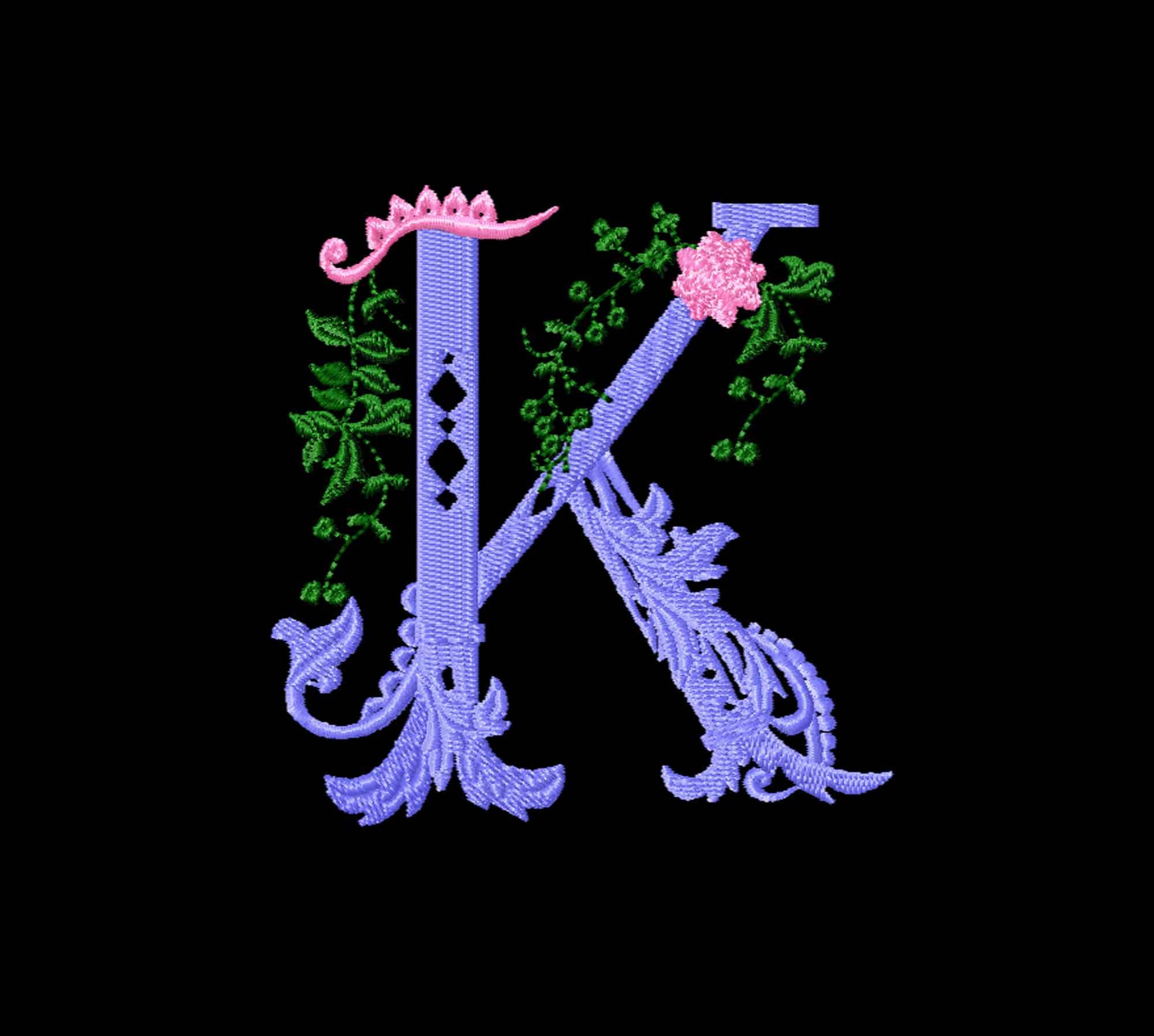 Font machine embroidery design Monogram pattern. The letter K | Etsy