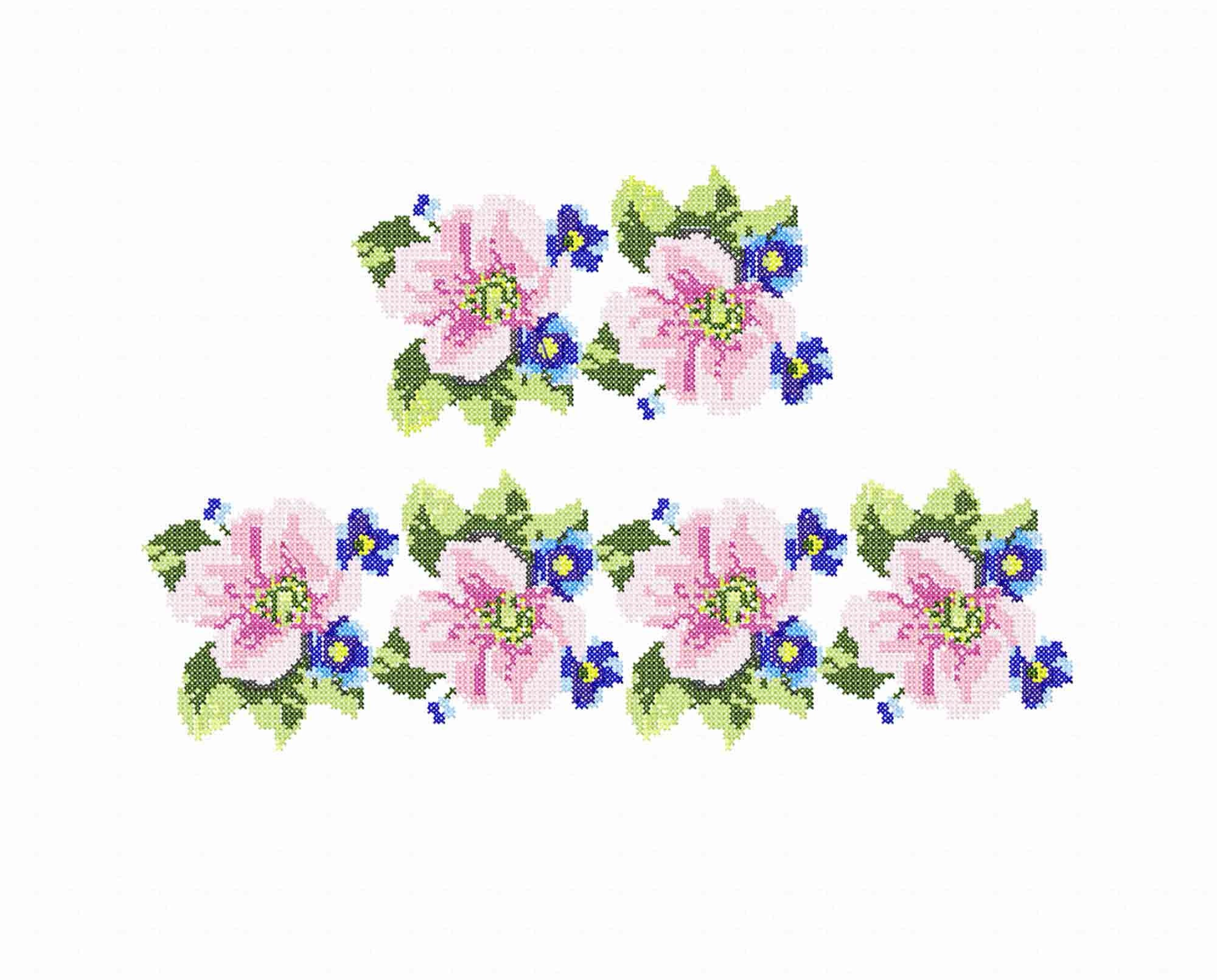 Border Machine Embroidery Designs. Flowers Cross Stitch - Etsy