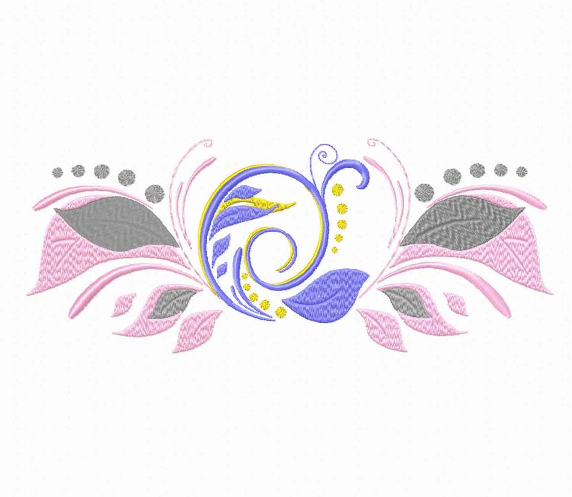 Floral Machine Embroidery Design. Filled Stitch Pattern. | Etsy