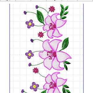 Flowers Machine Embroidery Designs. Pink Lilies Digital Embroidery ...