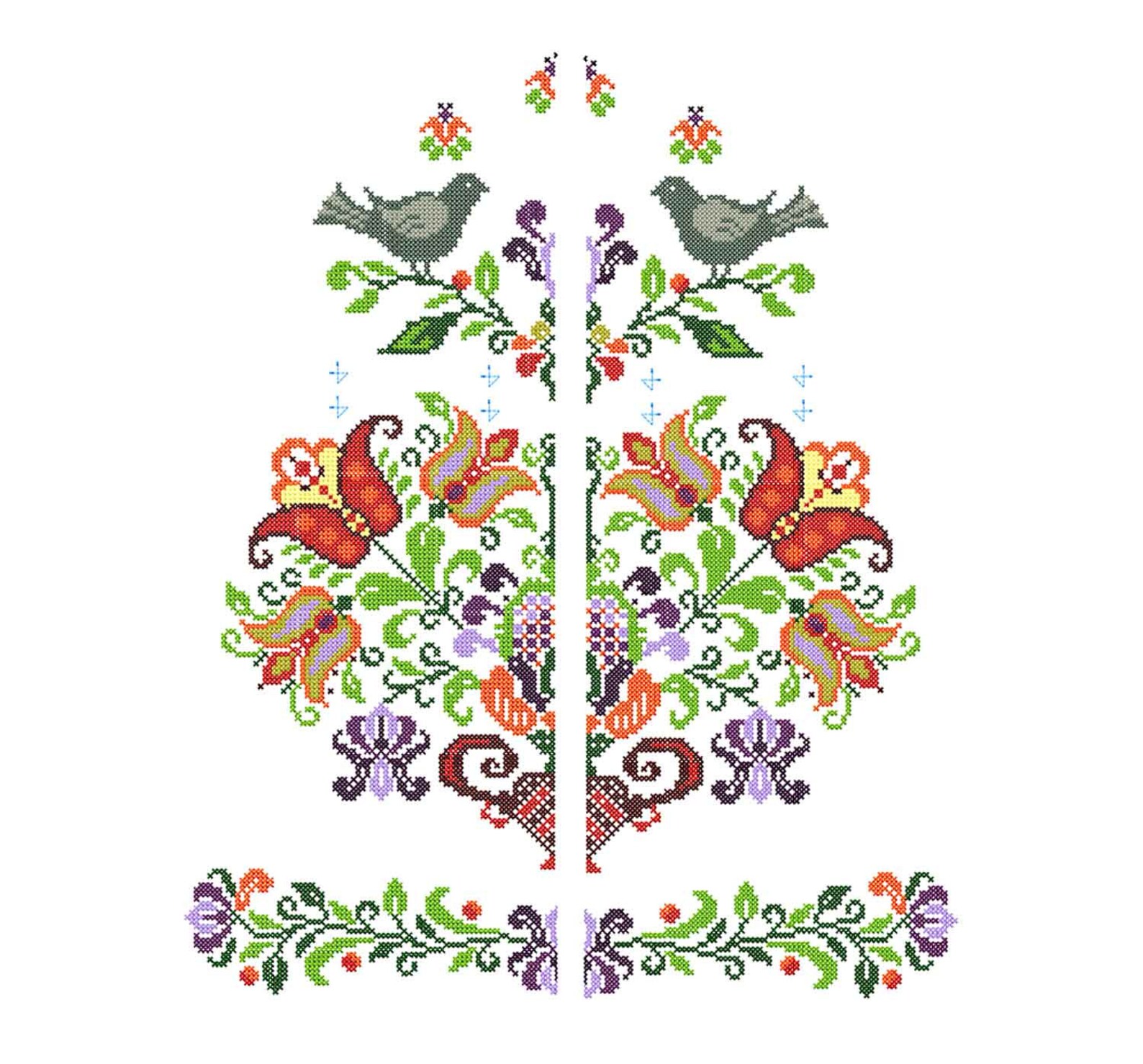 Folk Machine Hand Embroidery Designs. Floral Cross Stitch Pattern. - Etsy