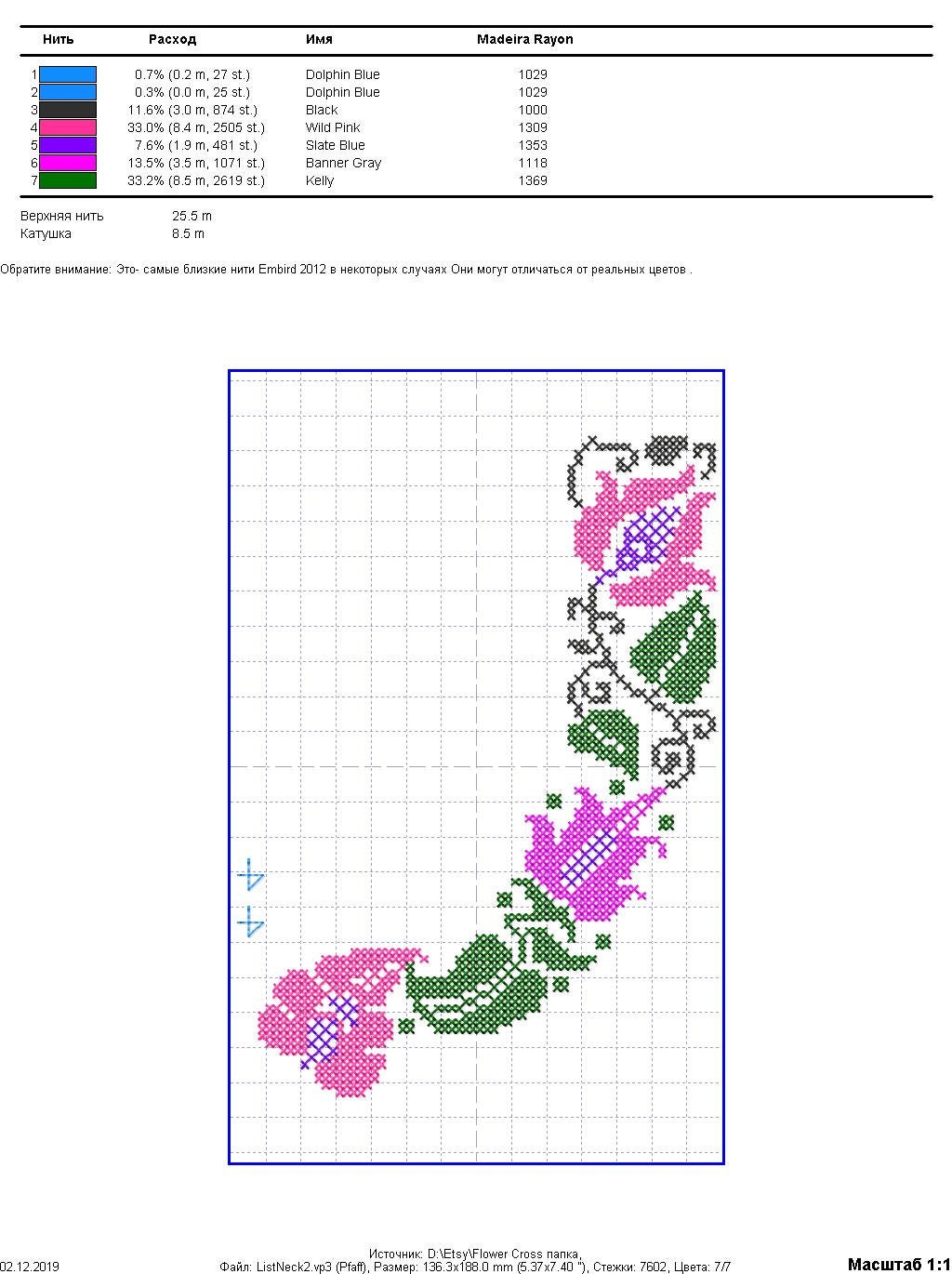 Machine Embroidery Design Floral Cross Stitch Pattern. Set - Etsy