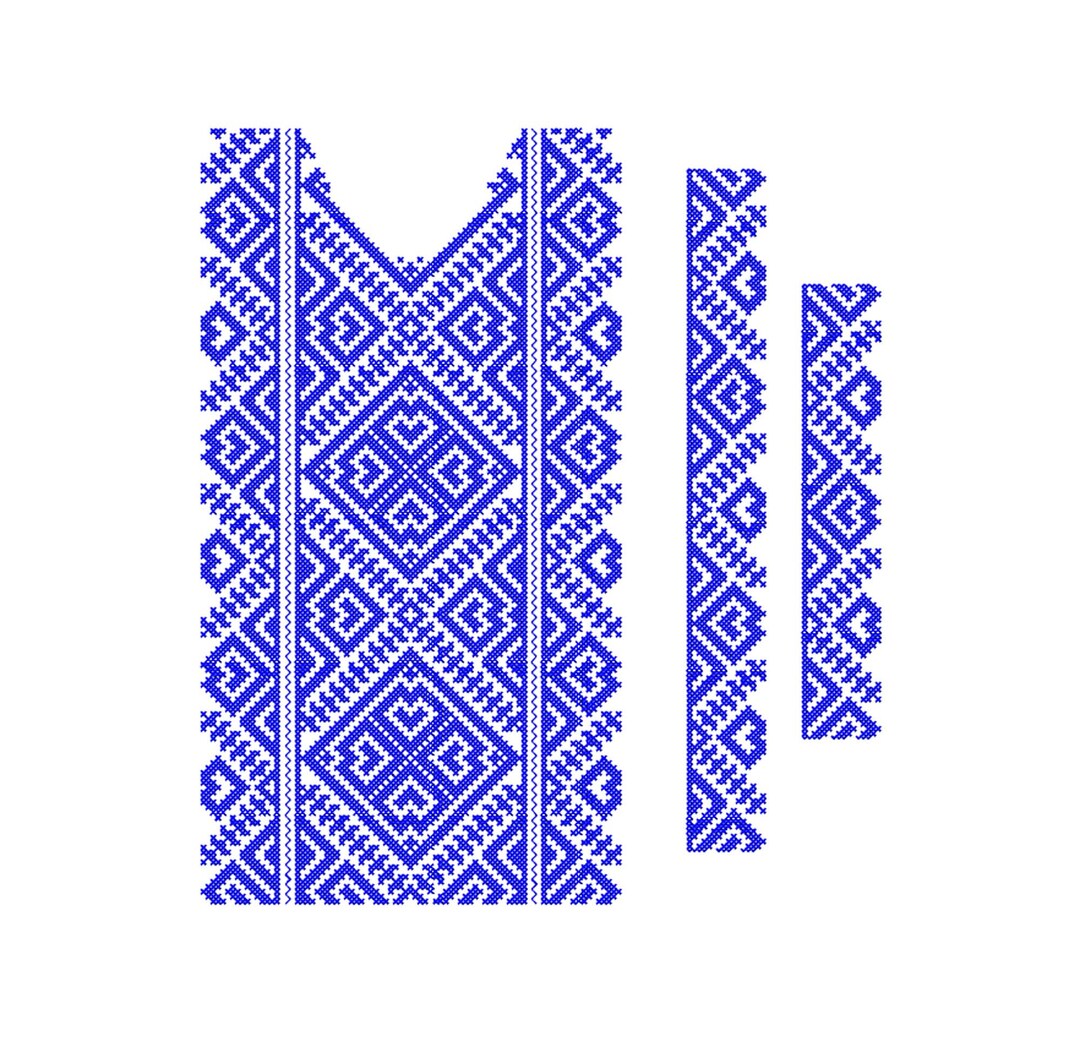 Folk Machine Embroidery Designs. Digital Cross Stitch Pattern. Set ...