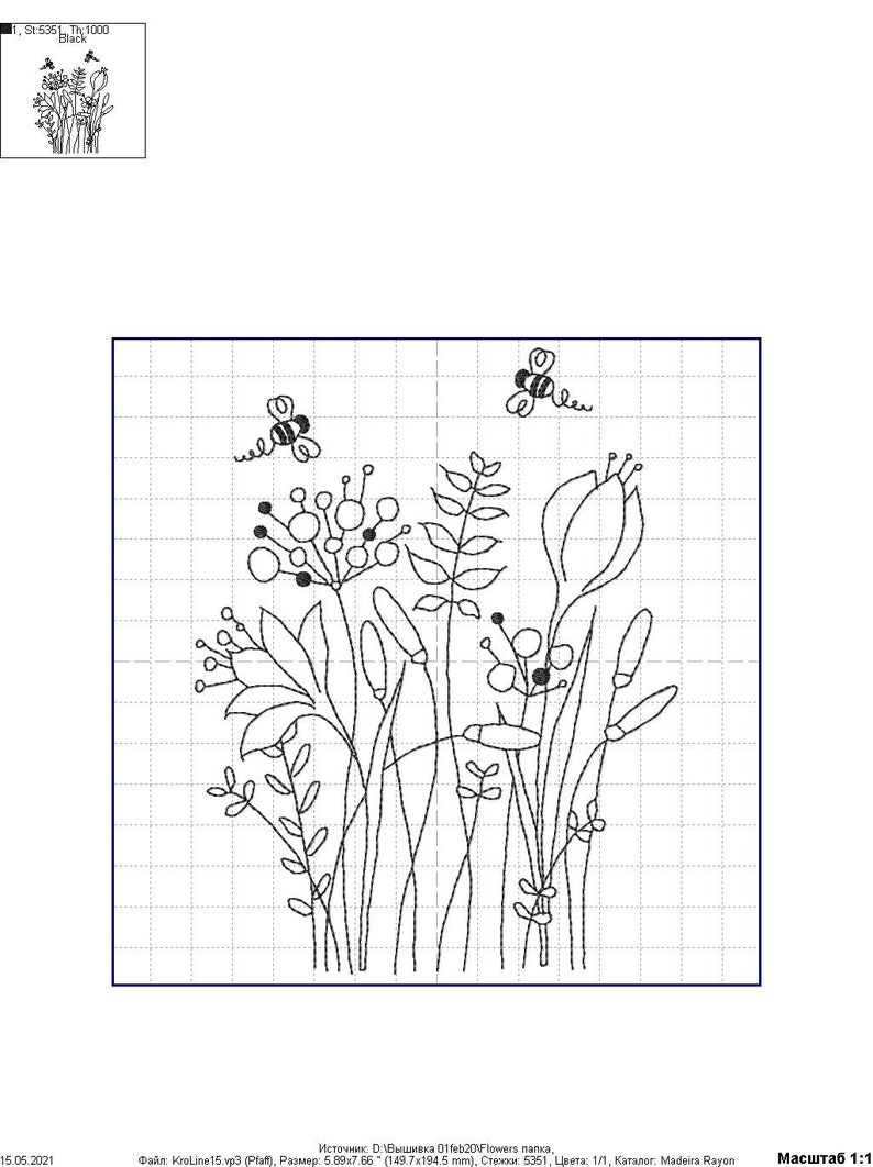 Flowers One Line Machine Embroidery Design. Set Wildflowers | Etsy