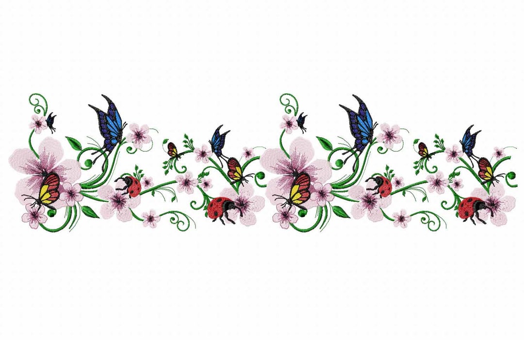 Machine Embroidery Border Designs. Flowers Pattern for Hoop 5 X 7" - Etsy