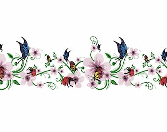 Machine Embroidery Border Designs. Flowers Pattern for Hoop 5 | Etsy