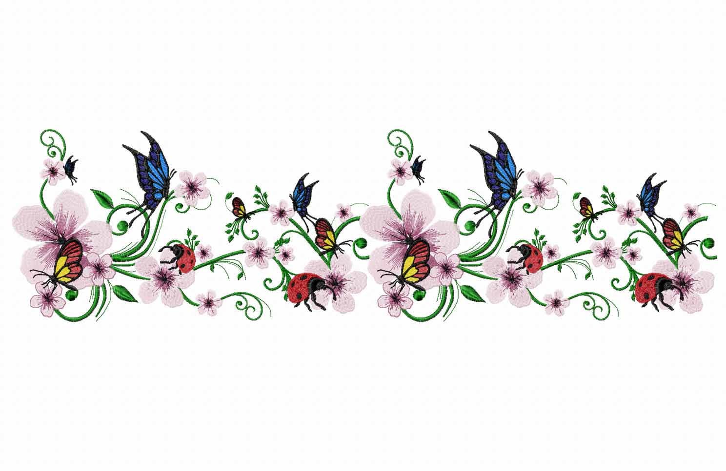 Machine Embroidery Border Designs. Flowers Pattern. - Etsy