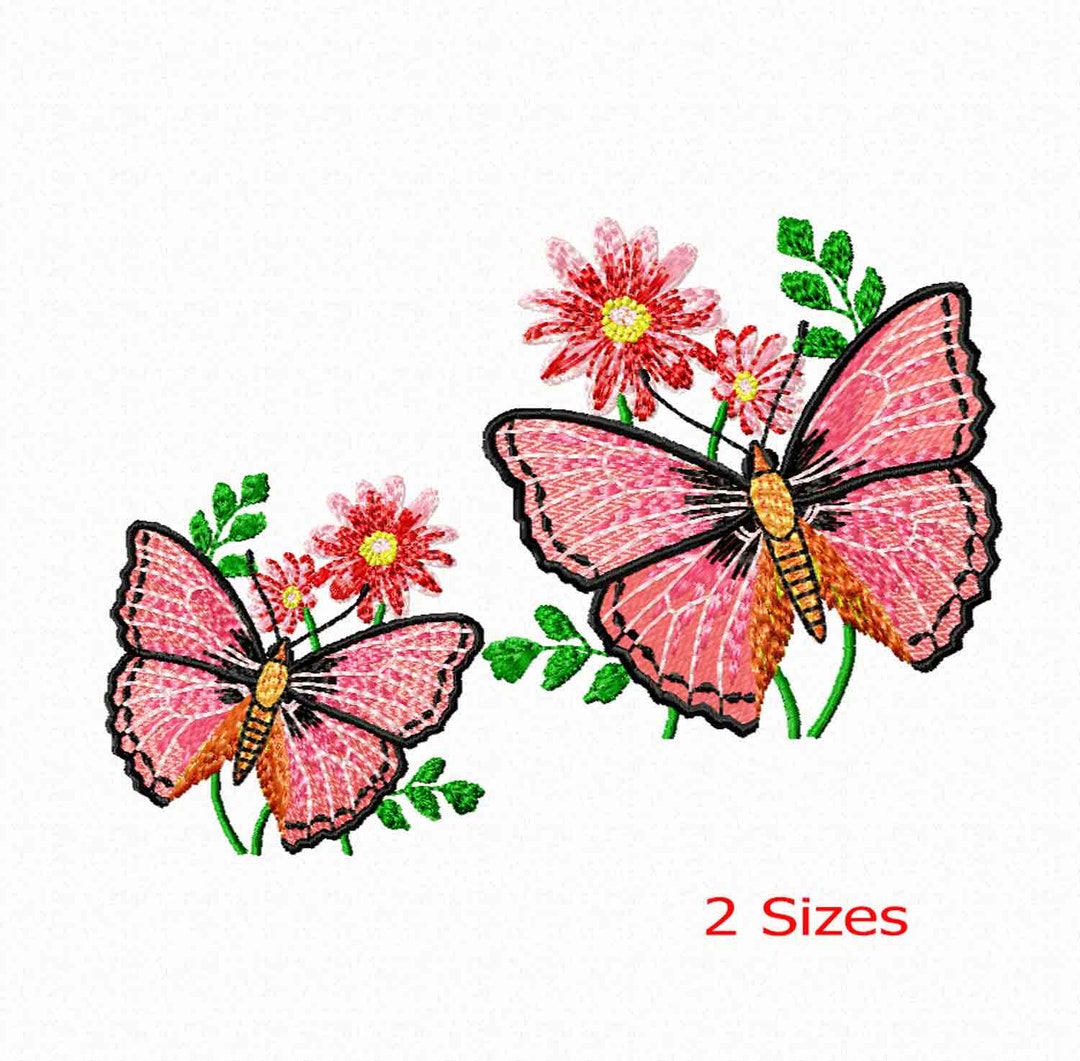 Butterfly Machine Embroidery Pattern Floral Embroidery Design. - Etsy