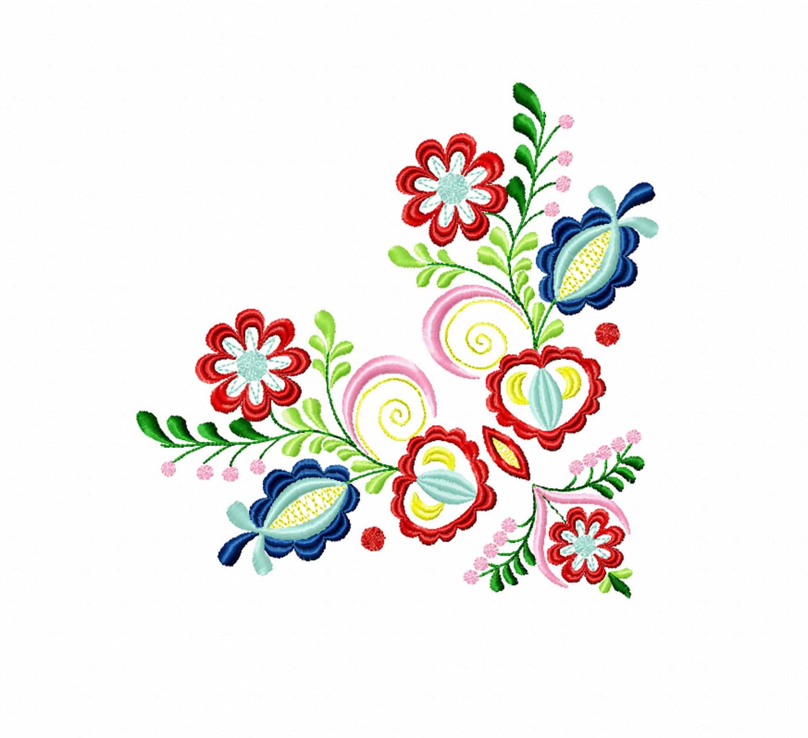 Floral Machine Embroidery Design Folk Pattern. Floral Ornament - Etsy
