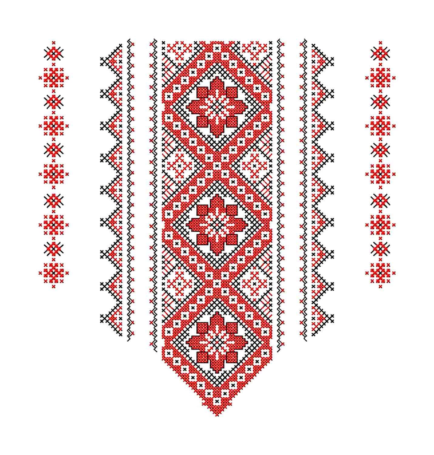 Folk Machine Embroidery Designs. Digital Cross Stitch Pattern. Set ...